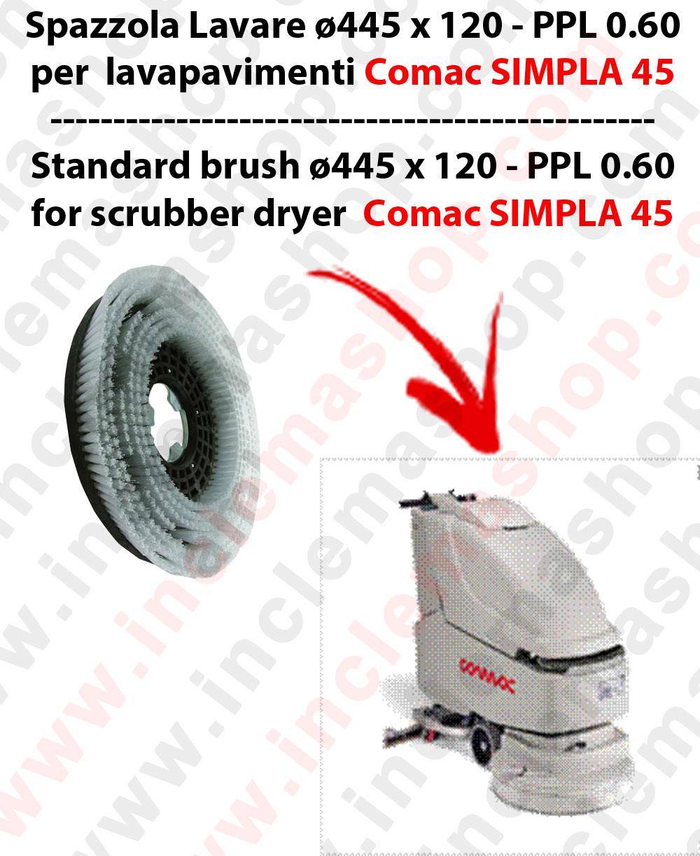 SIMPLA 45 Standard Brosse in PPL 0,60 Dimensions ø 445 X 120,4 3 pioli pour Autolaveuse COMAC ...