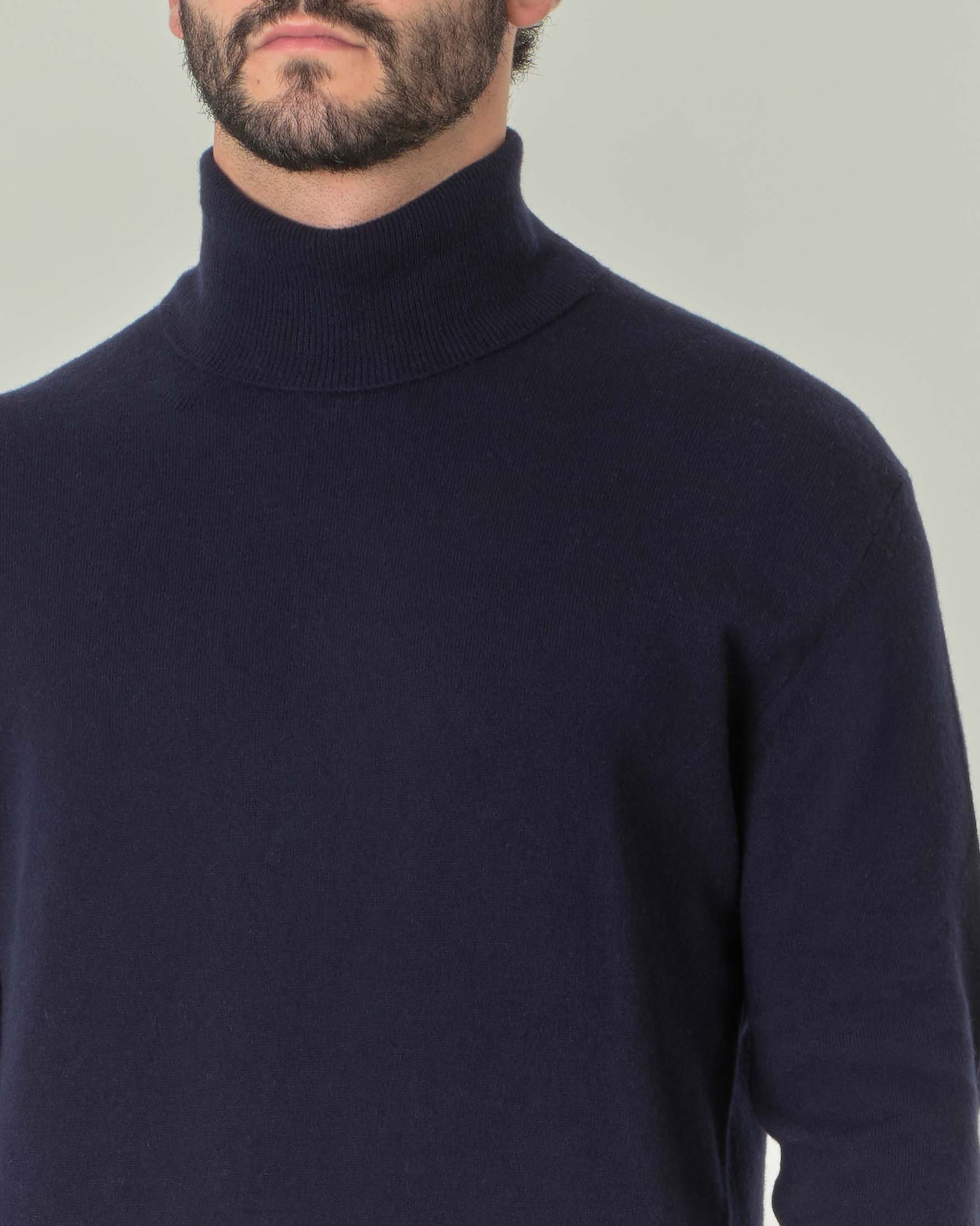 Dolcevita blu navy in misto lana e cachemire finezza 12