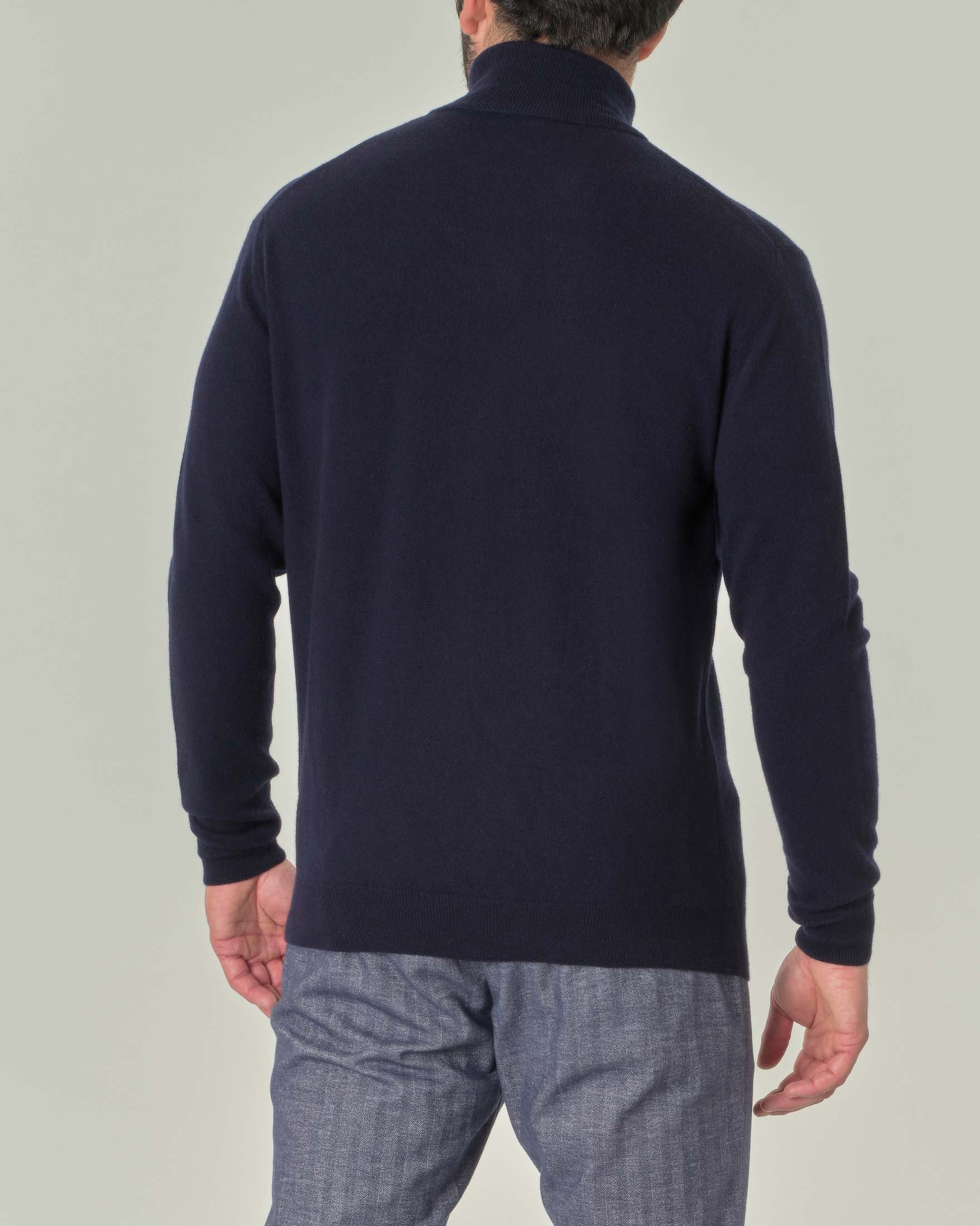 Dolcevita blu navy in misto lana e cachemire finezza 12