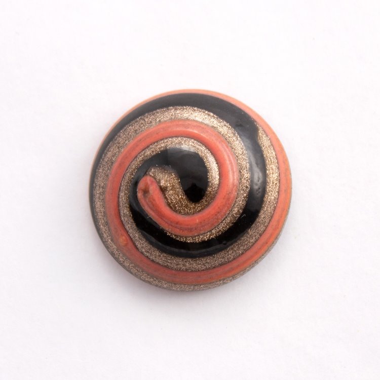 Perla di Murano Ø23 mm con disegno a spirale colore nero in pasta con ...