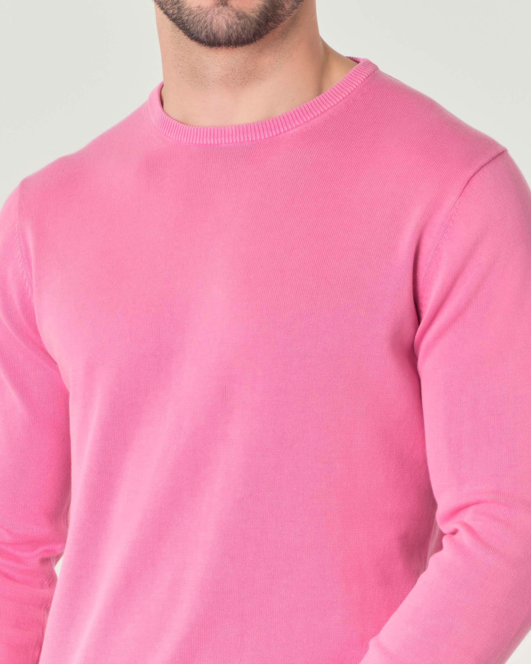 Maglia girocollo rosa in puro cotone