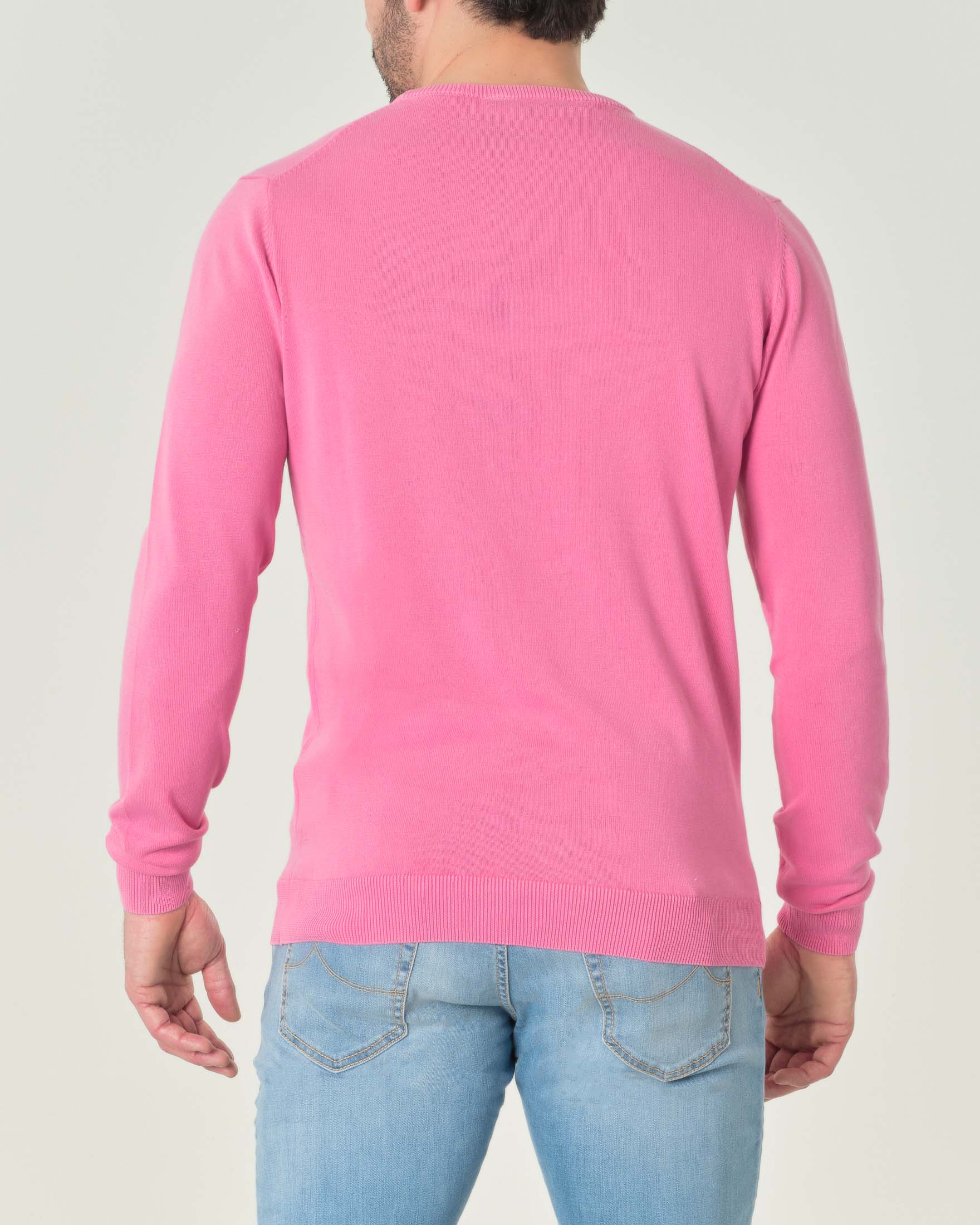 Maglia girocollo rosa in puro cotone