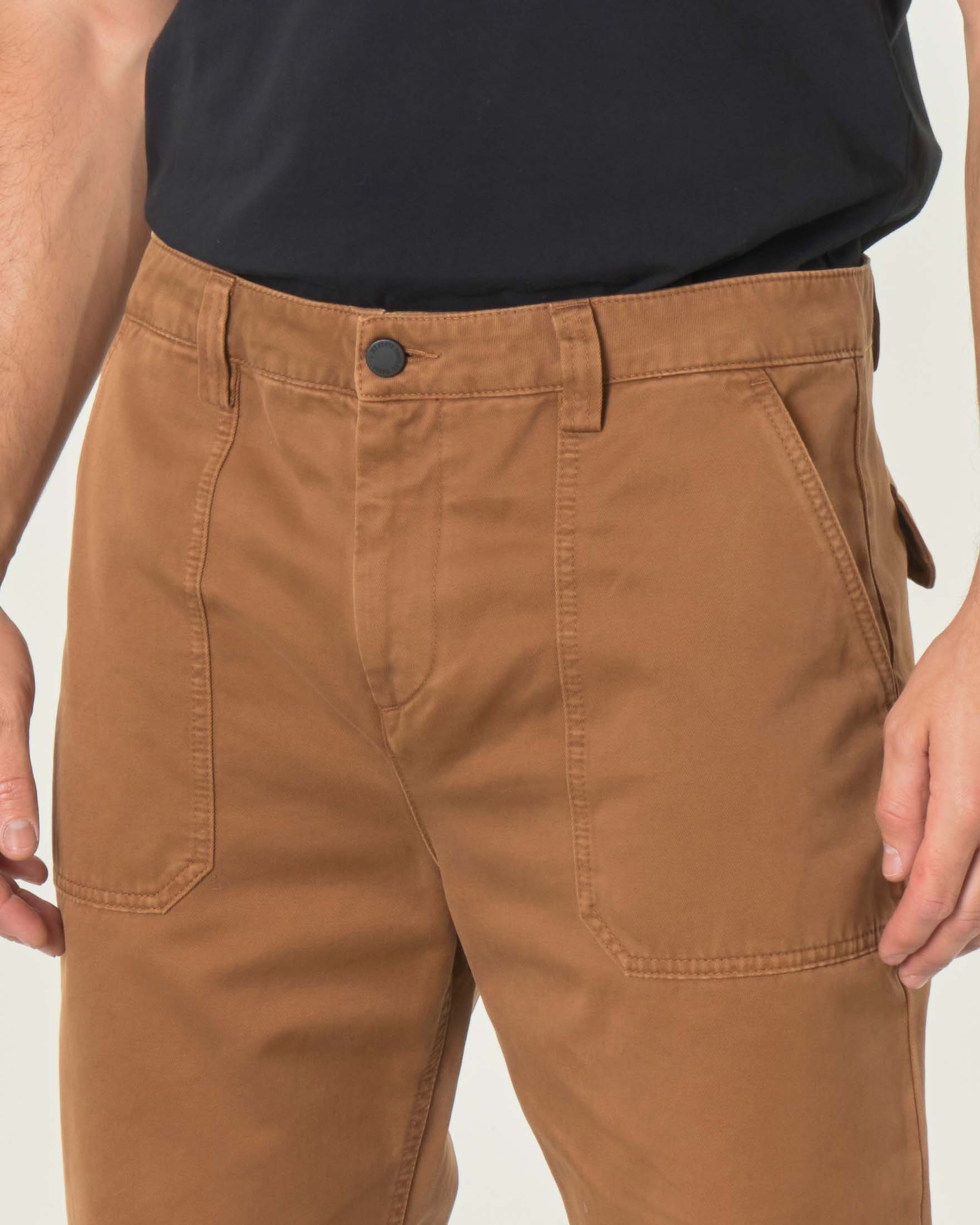 Pantalone fatigue color caramello in puro cotone