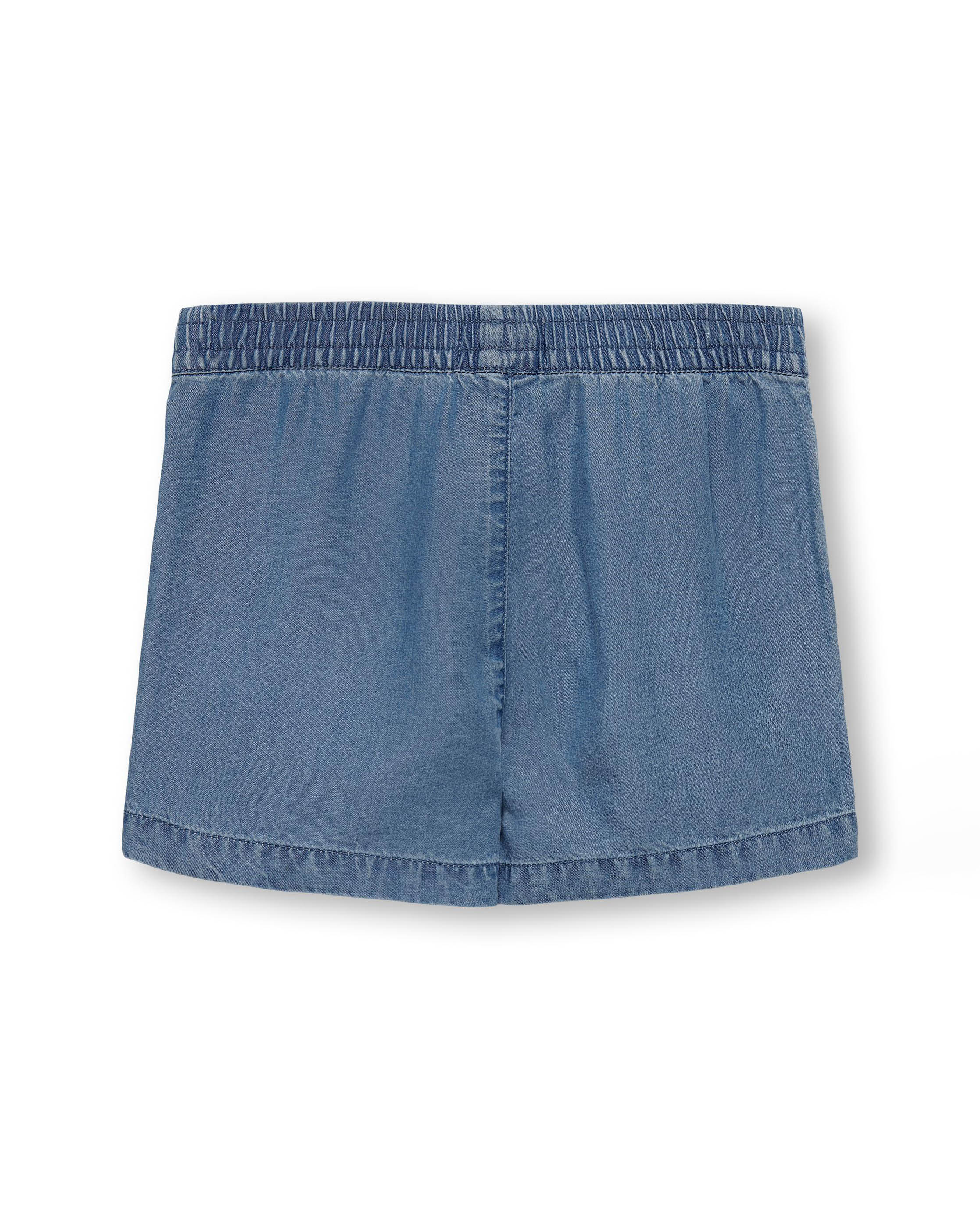 Short blu in chambray con fascia elastica e coulisse in vita 2-7 anni