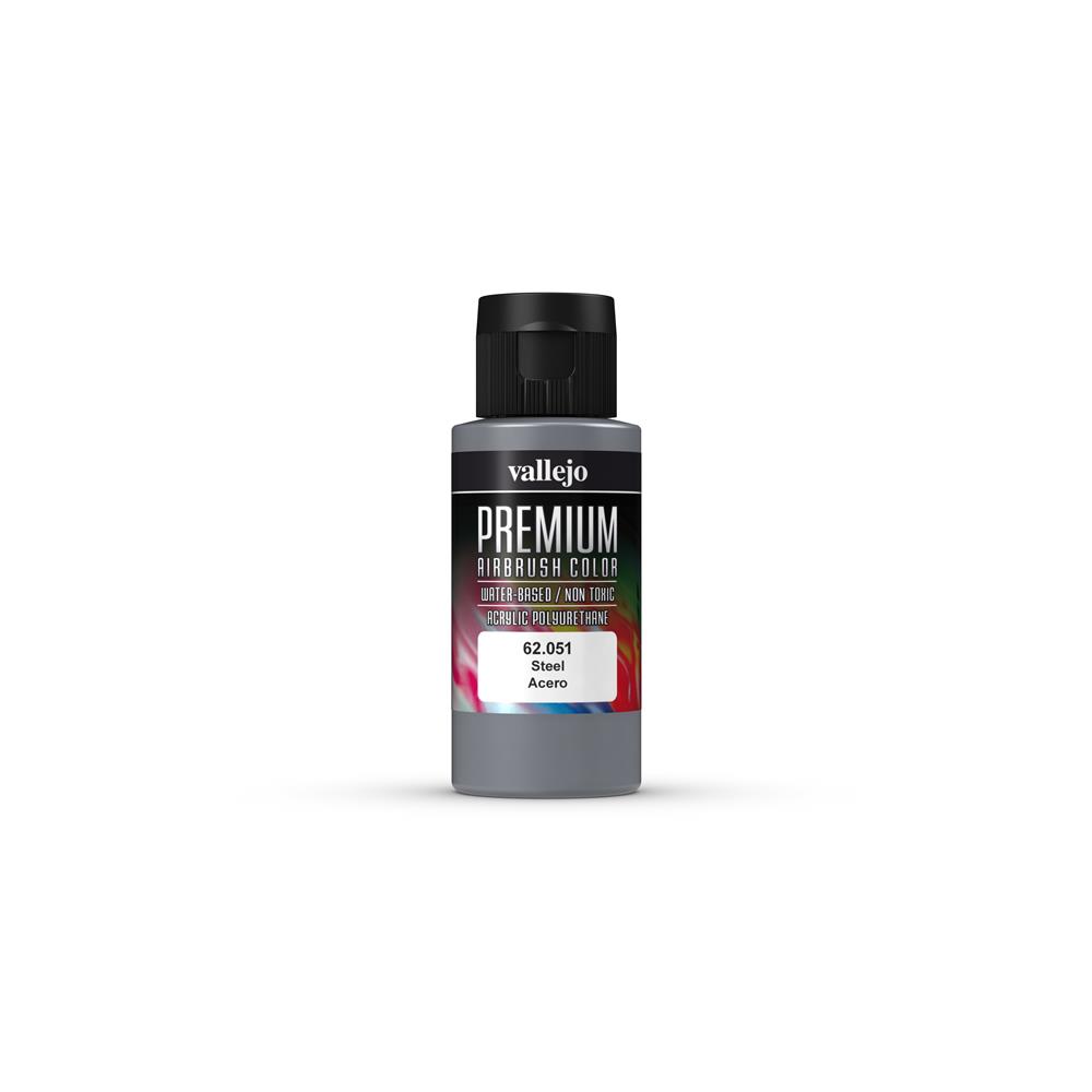 VALLEJO PREMIUM: colore acrilico per aerografia 60ml - ACCIAIO | Steel Models