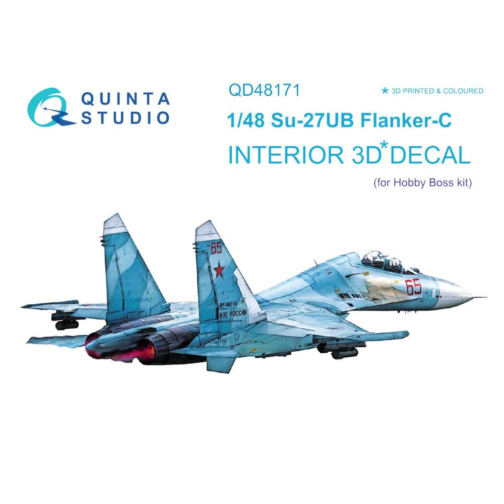QUINTA STUDIO: scala 1/48 - Su-27UB 3D-Printed & coloured Interior on decal paper (for HobbyBoss ...