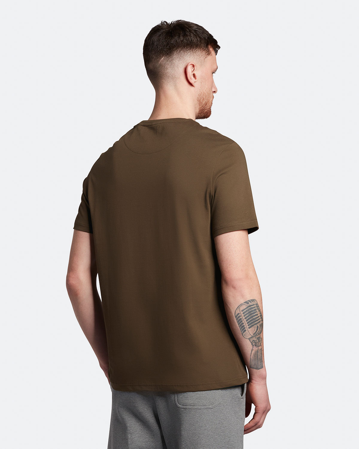 T-shirt mezza manica verde militare in cotone con logo aquila gialla ...