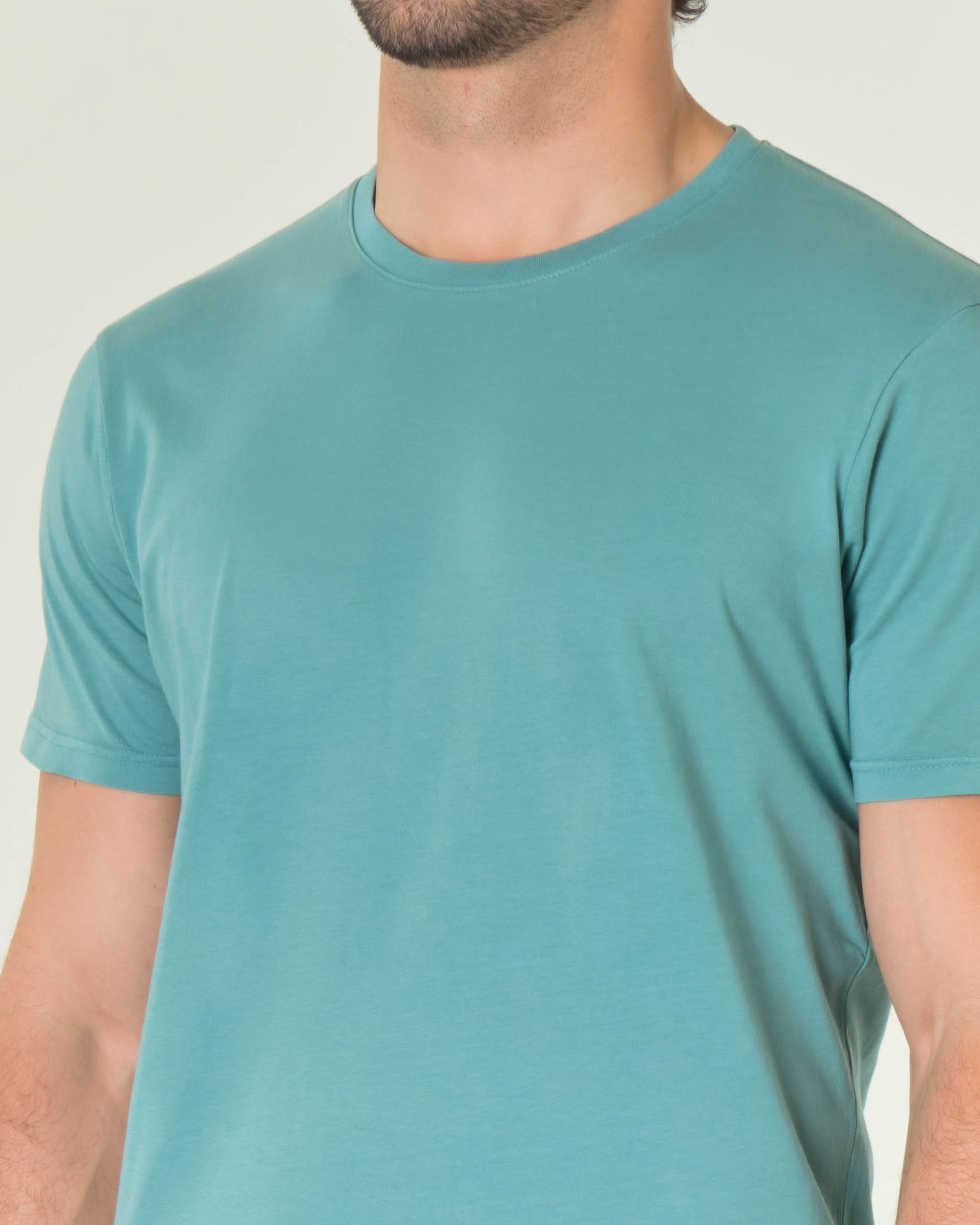 T-shirt color turchese mezza manica in puro cotone | Pellizzari