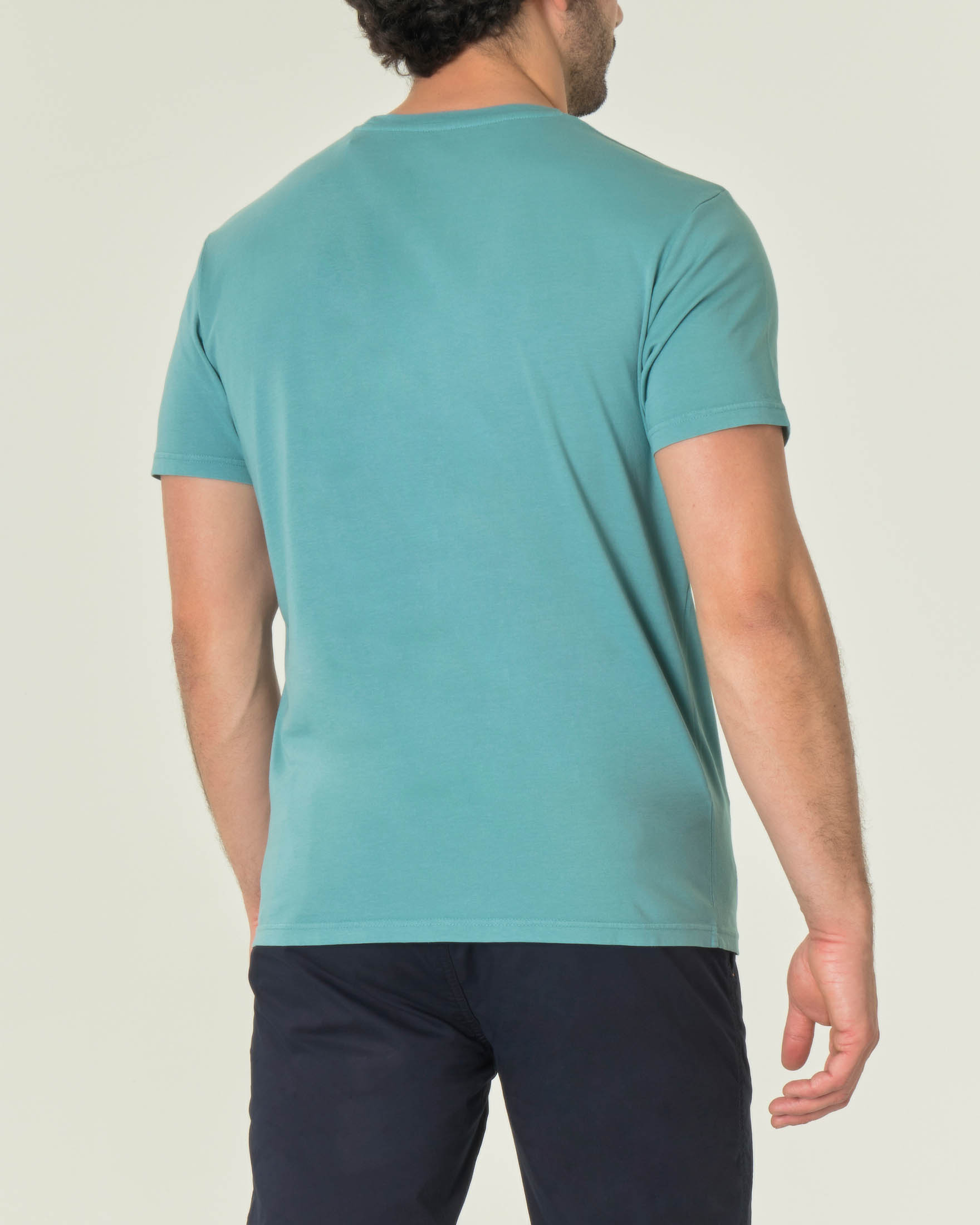 T-shirt color turchese mezza manica in puro cotone | Pellizzari