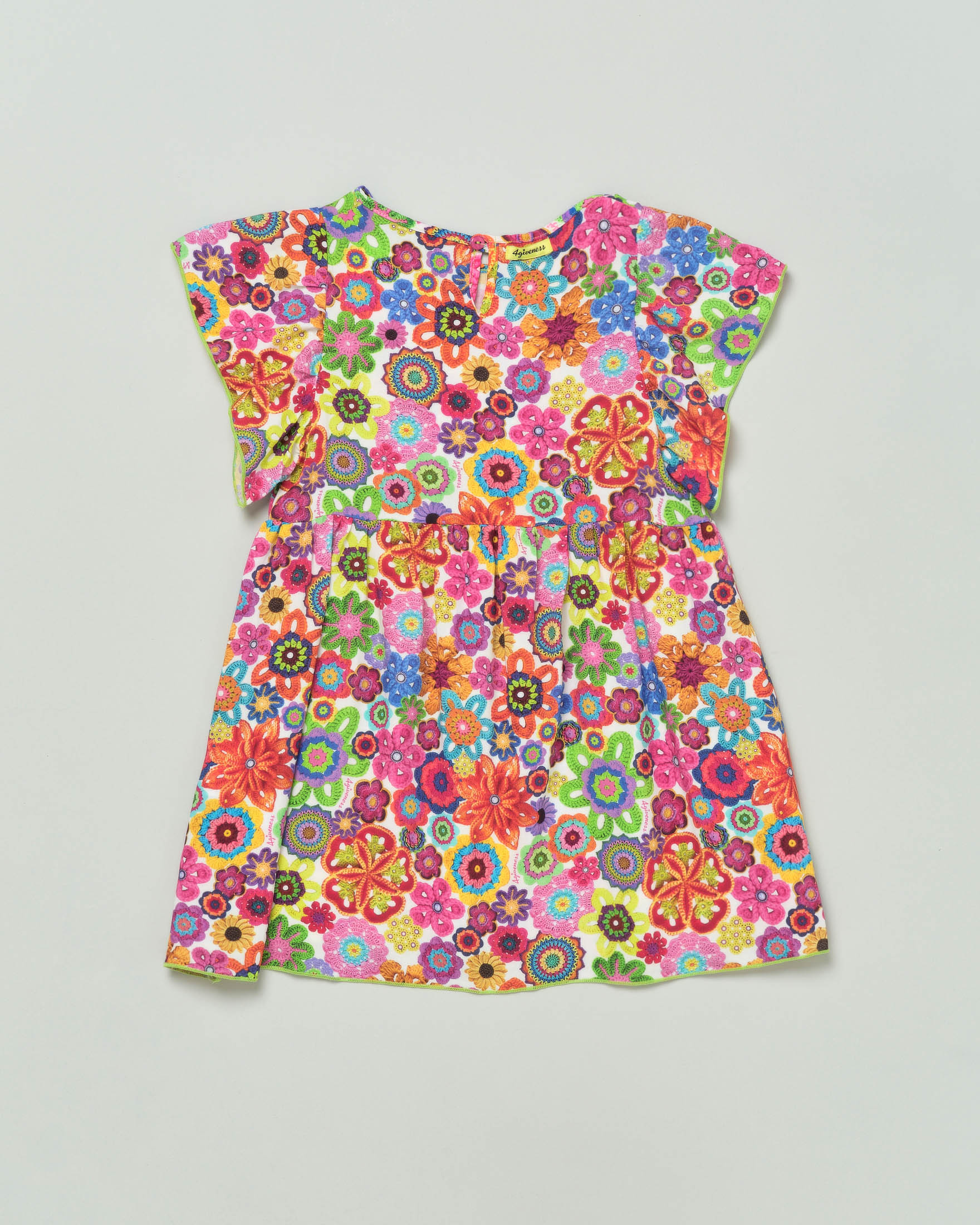 Abito copricostume mezza manica a fantasia crochet multicolor