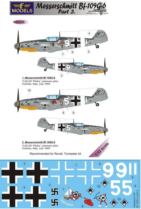 Messerschmitt Me-109G-6 Comiso Decals
