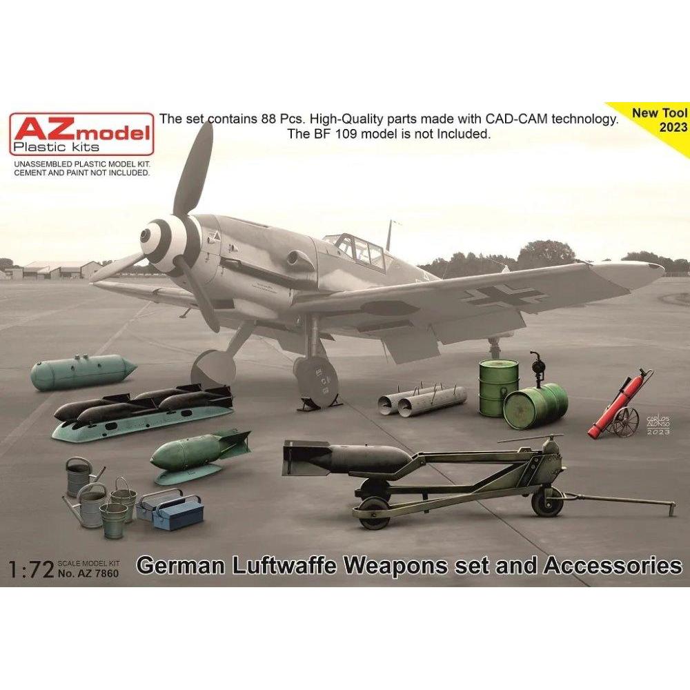 AZ MODEL: 1/72; German Luftwaffe Weapons set and Accessories | Steel Models
