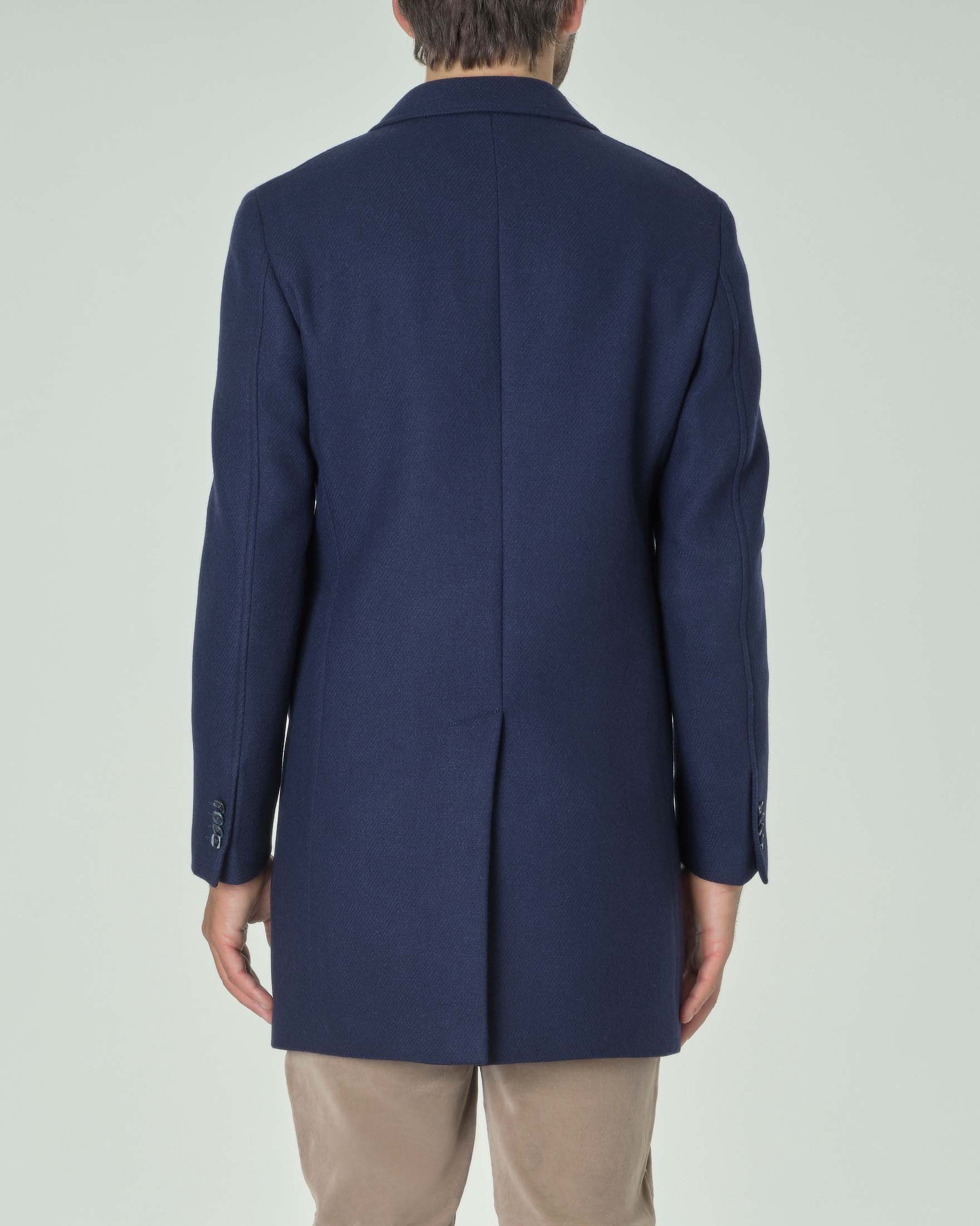 Cappotto Paul Baker blu indaco in panno di lana con rever a lancia