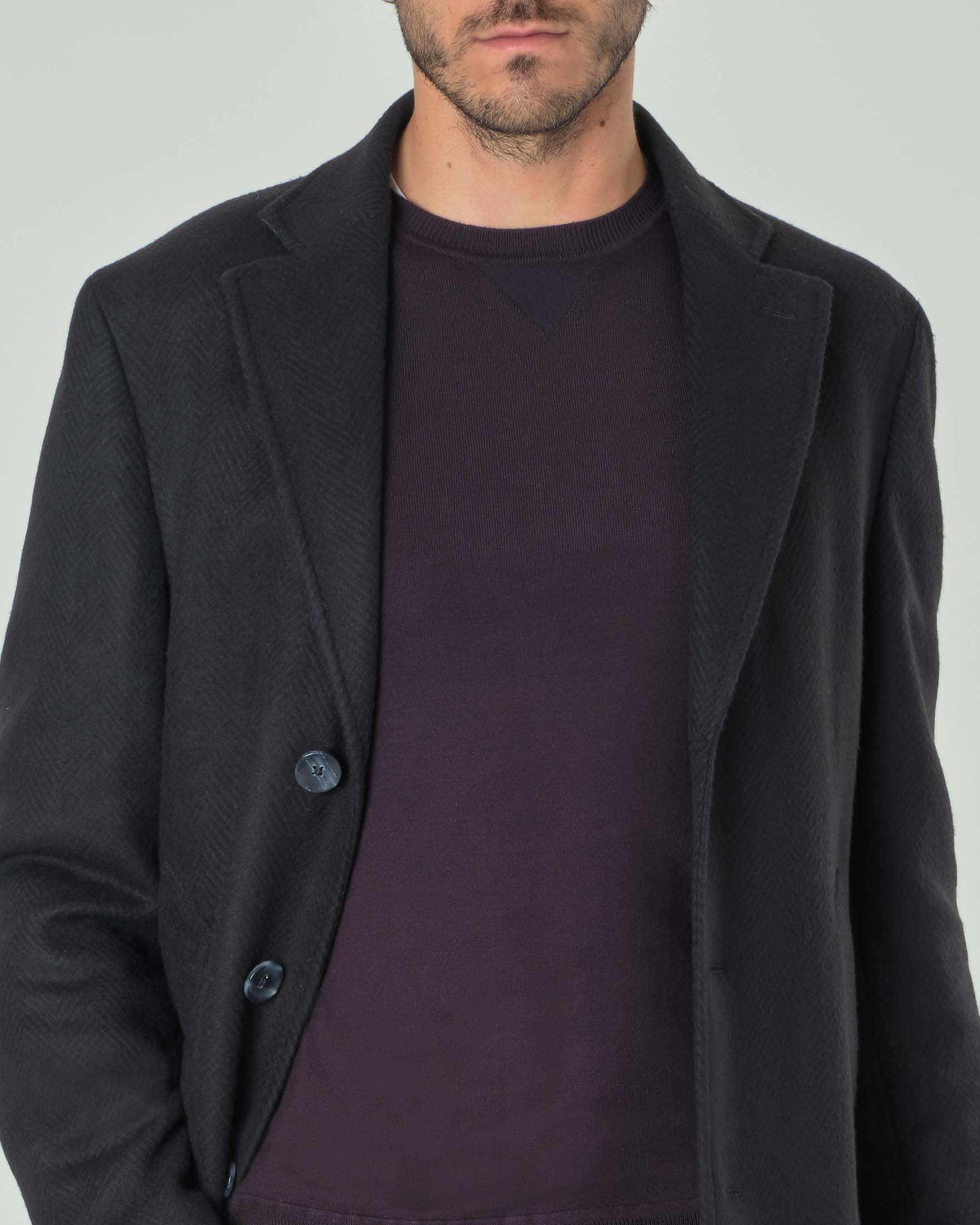 Cappotto Paul Baker blu in panno di misto lana spinata con davantino ...