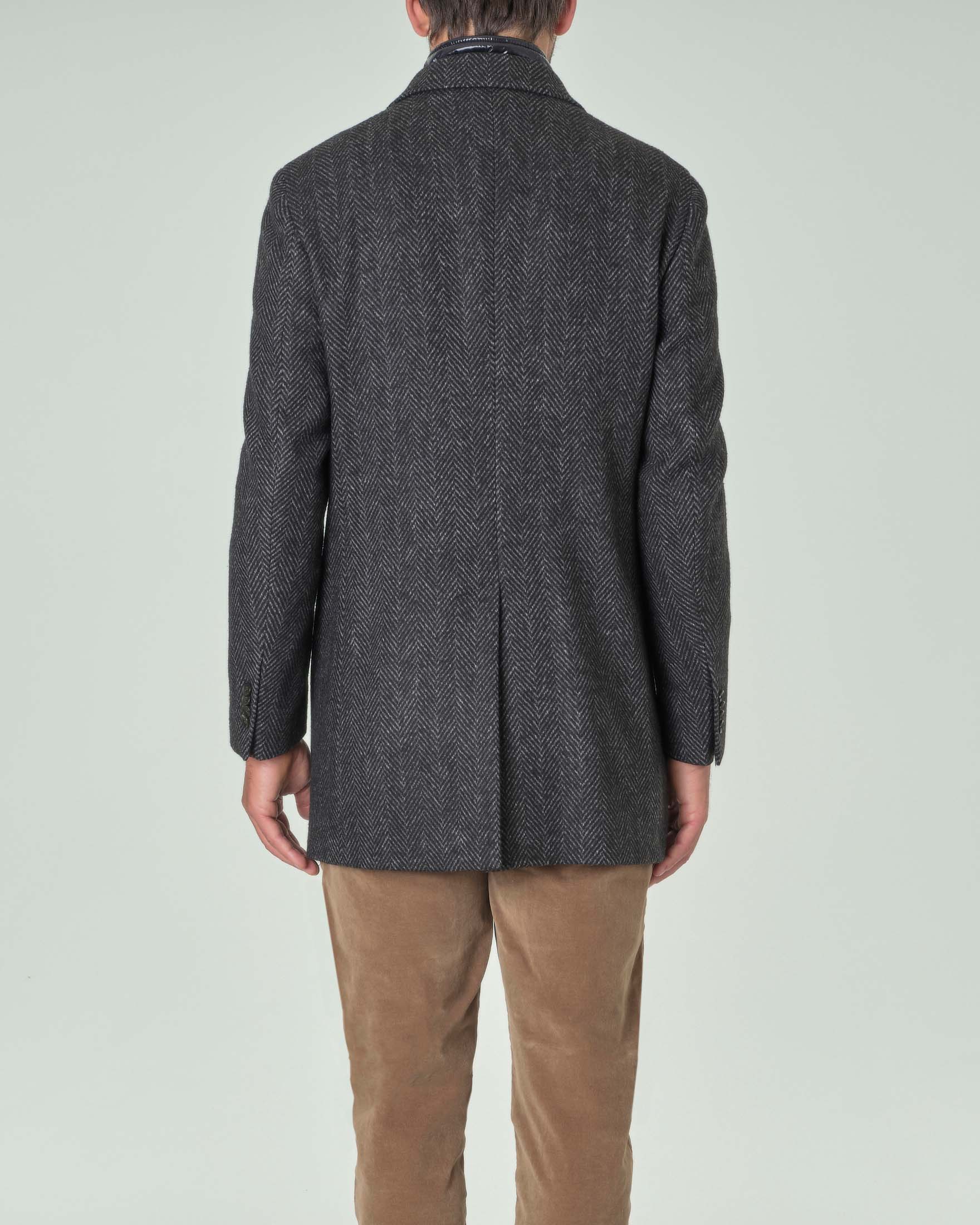 Cappotto Paul Baker grigio antracite in panno di misto lana spinata con ...
