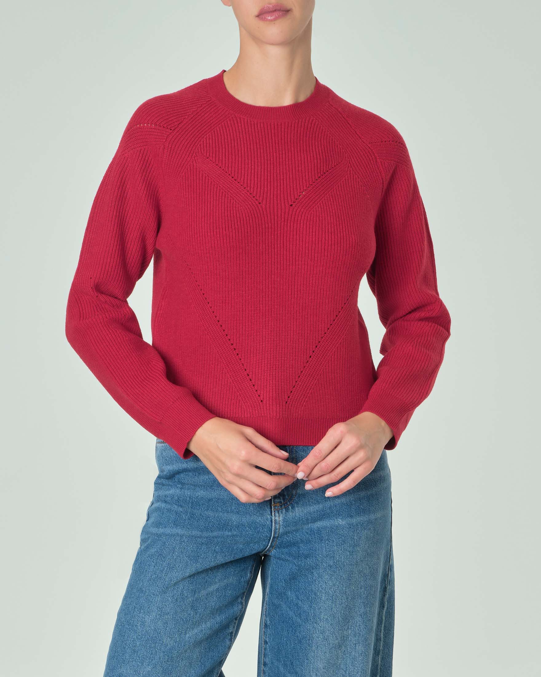 Maglia cropped color burro a lavorazione punto pannocchia con maniche ...