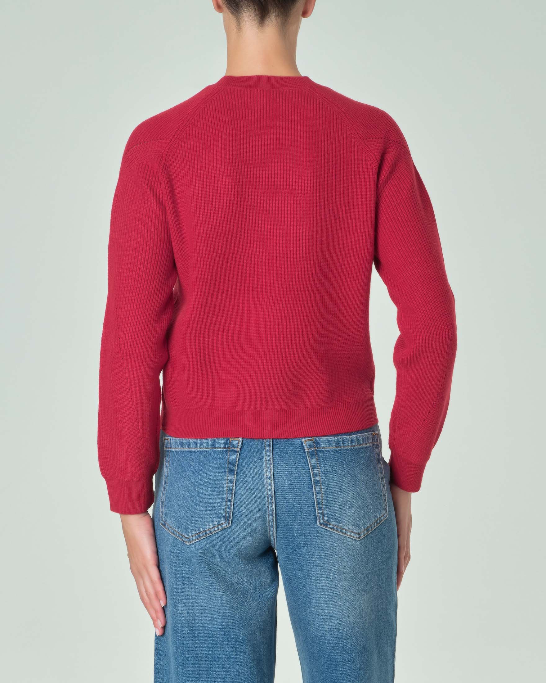 Maglia cropped color burro a lavorazione punto pannocchia con maniche ...