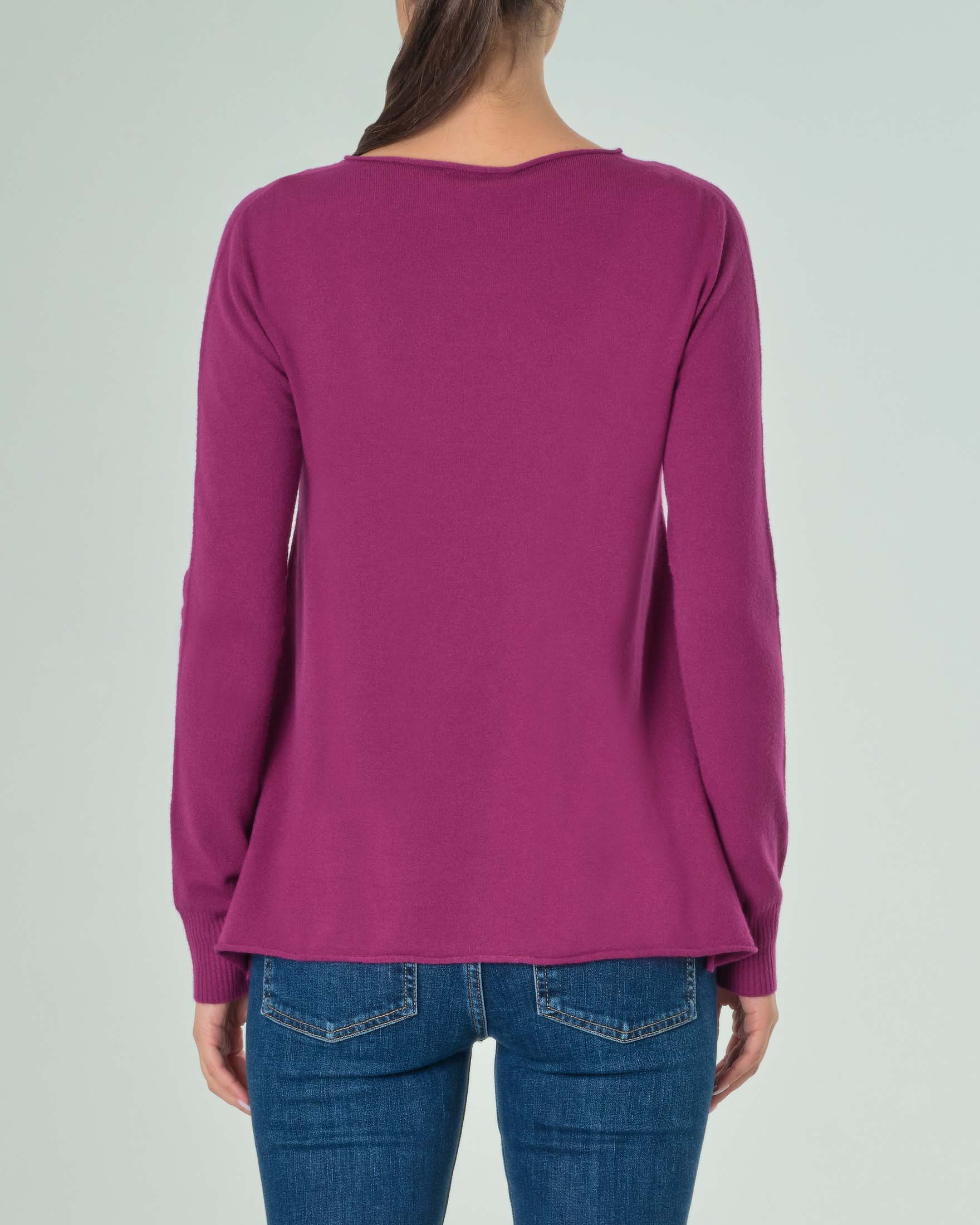 Maglia color ciclamino in misto viscosa dalla linea dritta con spacchi ...