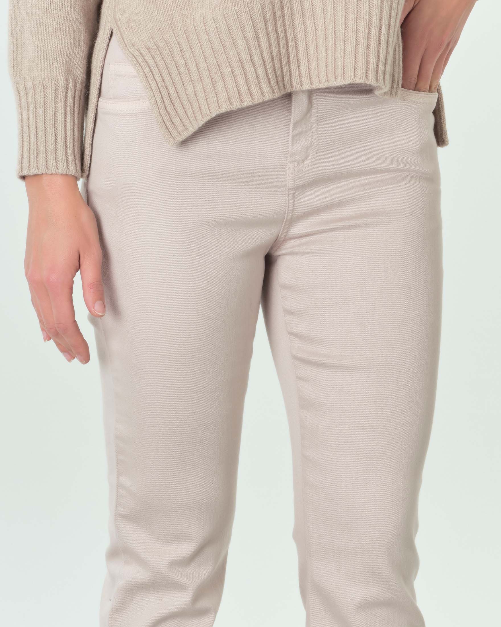 Pantaloni color sabbia a trombetta in bull di misto cotone Linea MONOCHROME