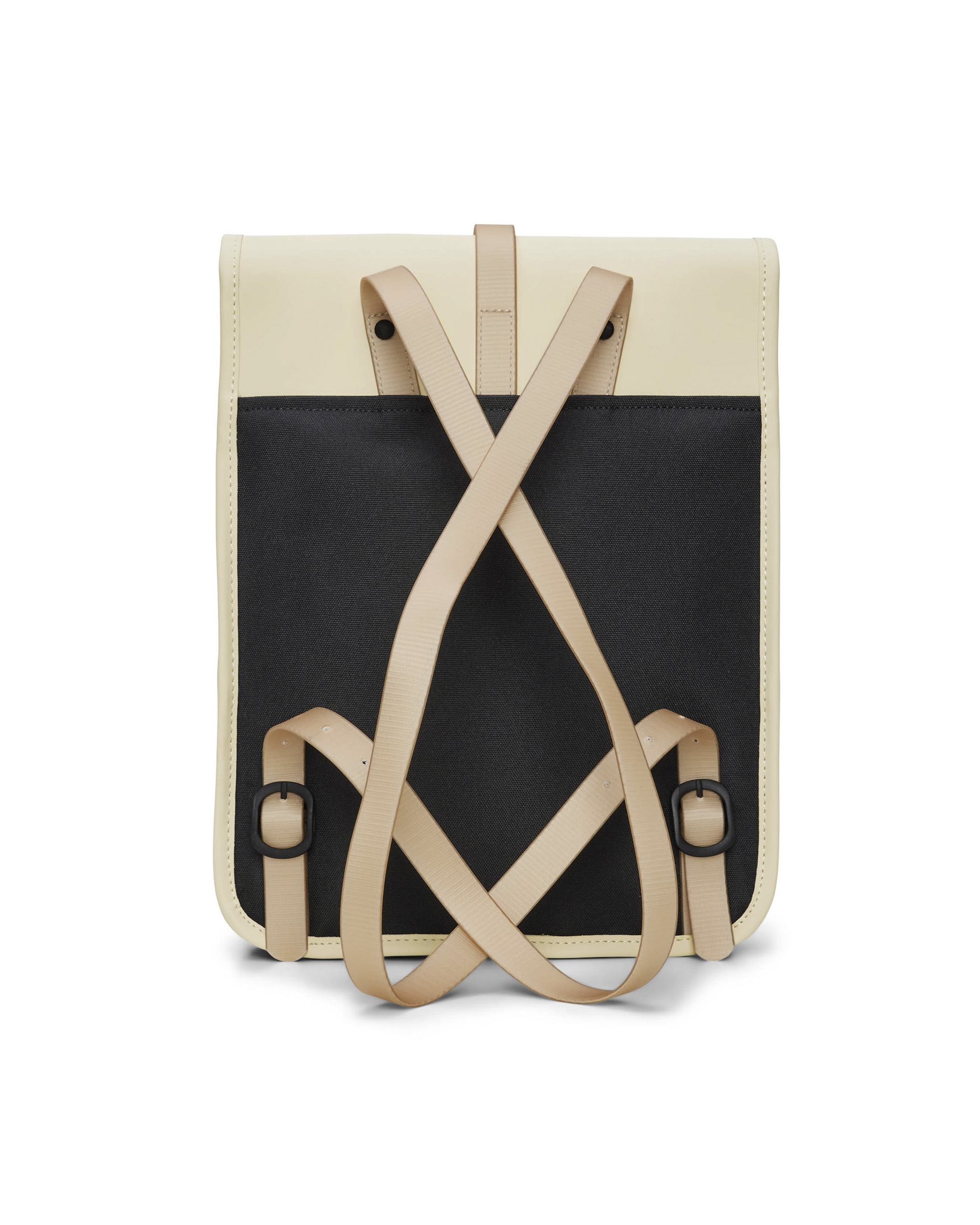 Backpack Micro beige chiaro dalla linea rettangolare con tasca frontale ...