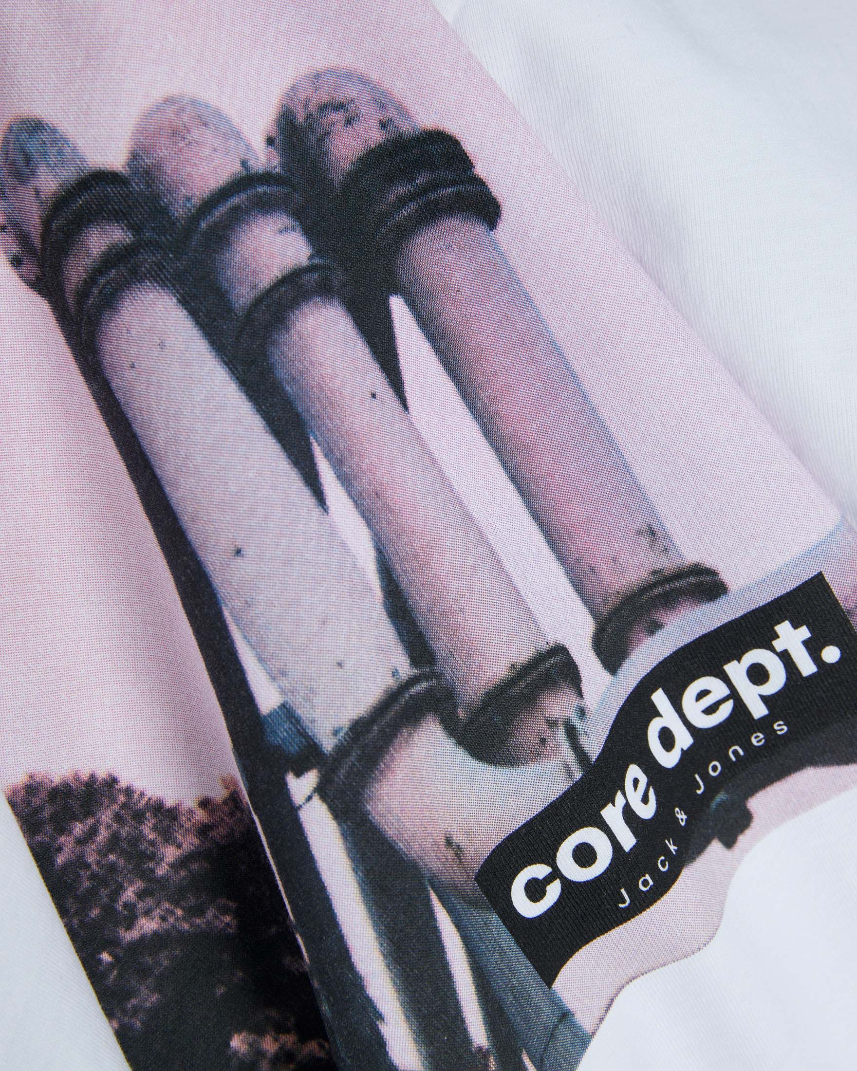 T-shirt bianca relaxed-fit in puro cotone con stampa tubi fronte e retro