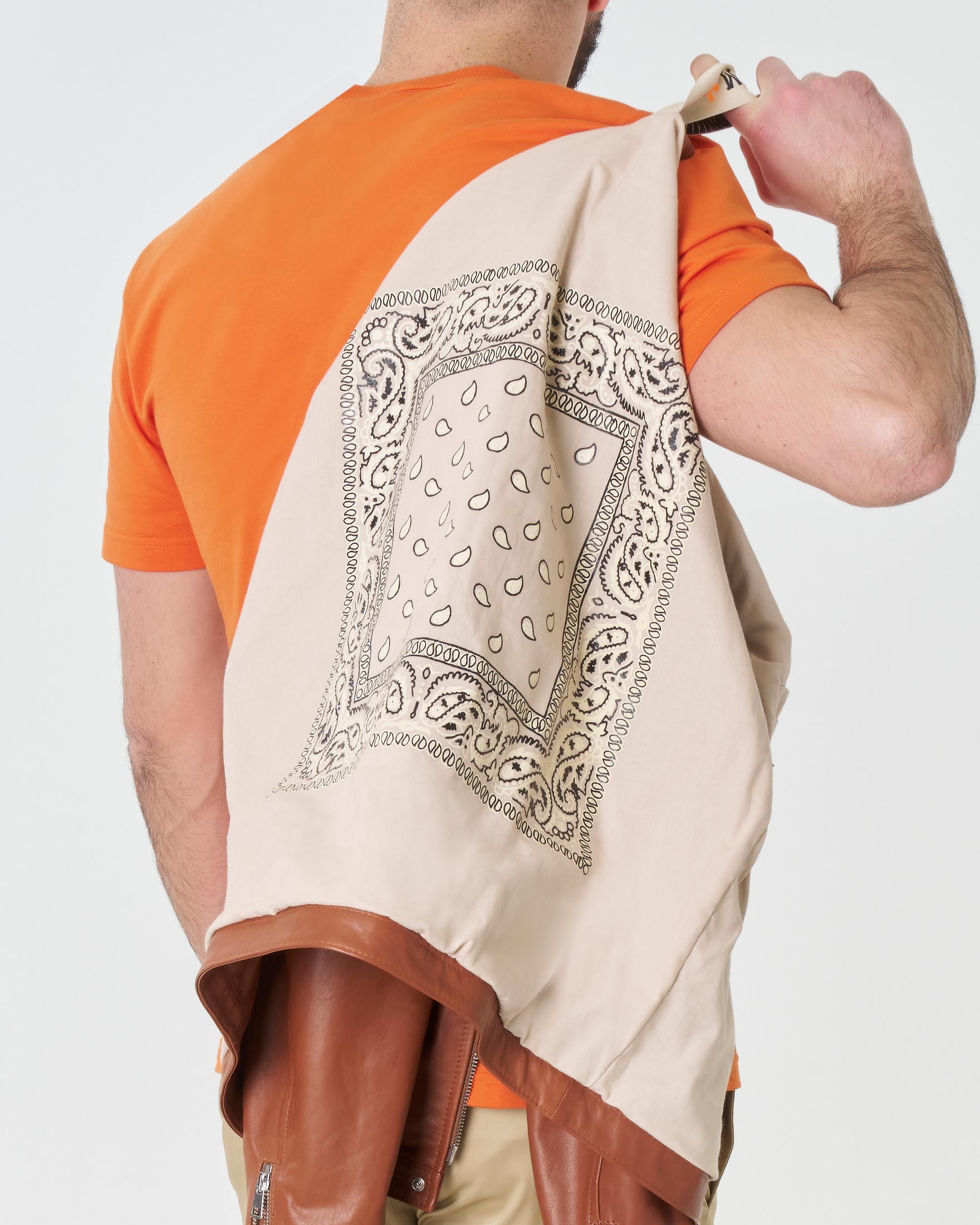 Giubbino biker color cuoio in vera pelle