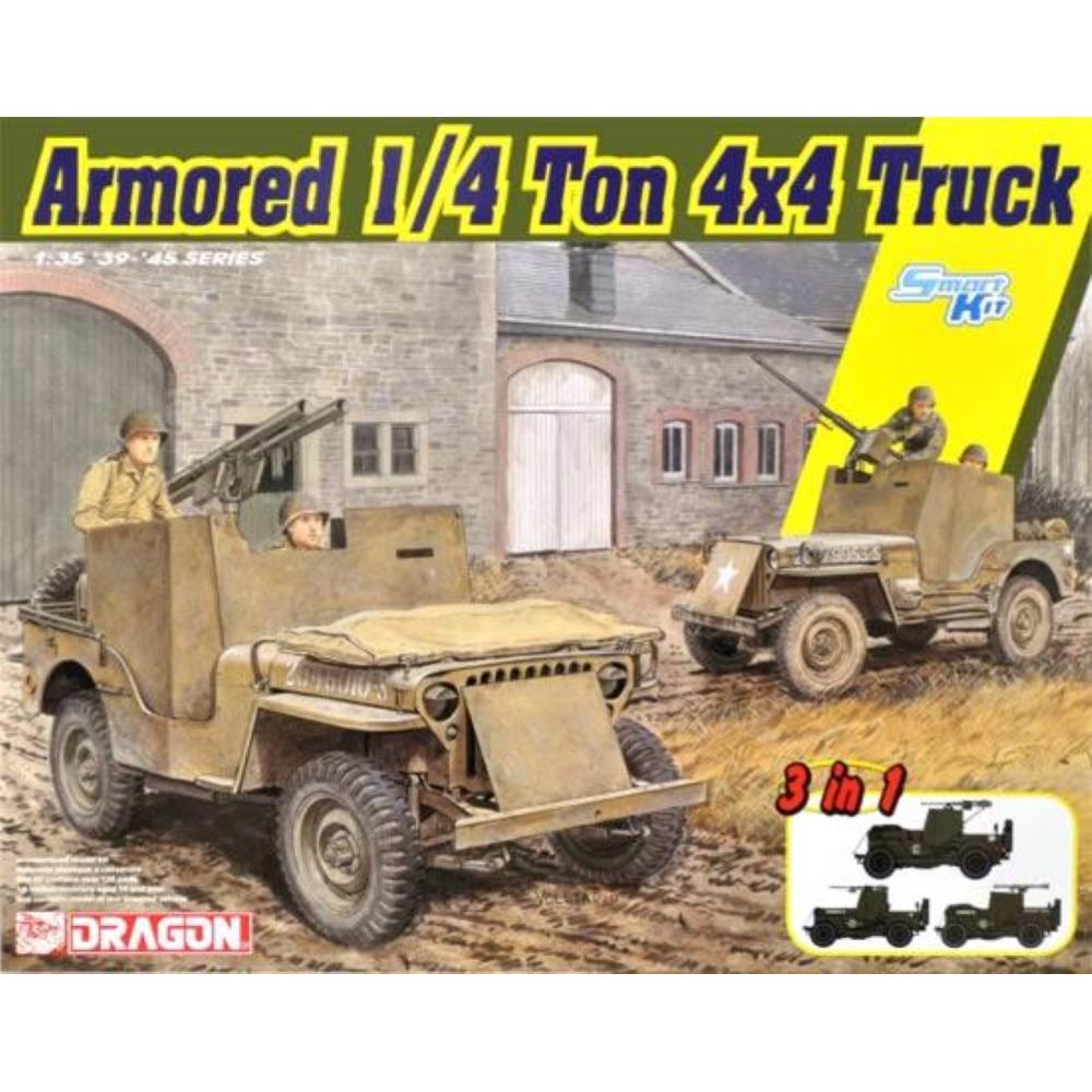 DRAGON: 1/35 Armored 1/4-Ton 4x4 Truck w/.50-cal Machine Gun | Steel Models