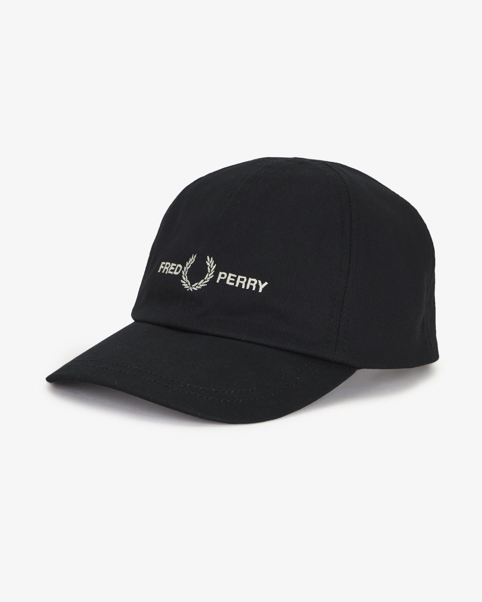 Berretto baseball Fred Perry nero in twill di puro cotone con scritta ...