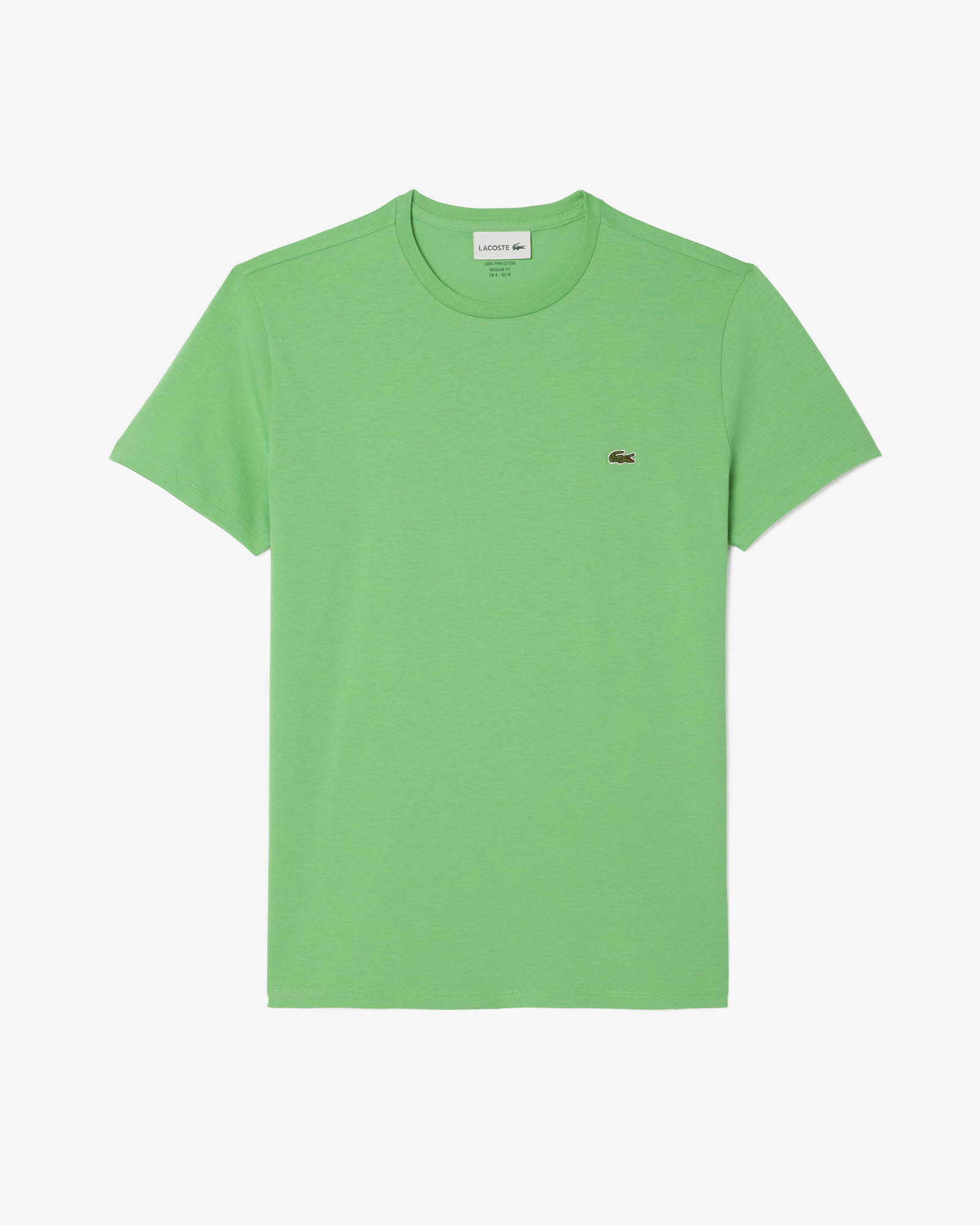 T-shirt verde menta in pima cotton con logo coccodrillo verde