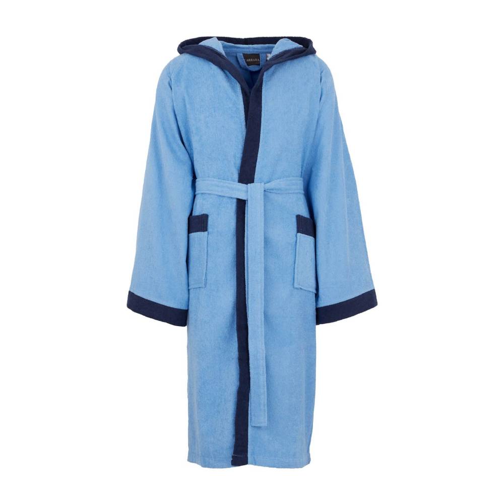 CARRARA - VOYAGE light blue hooded micro-terry bathrobe