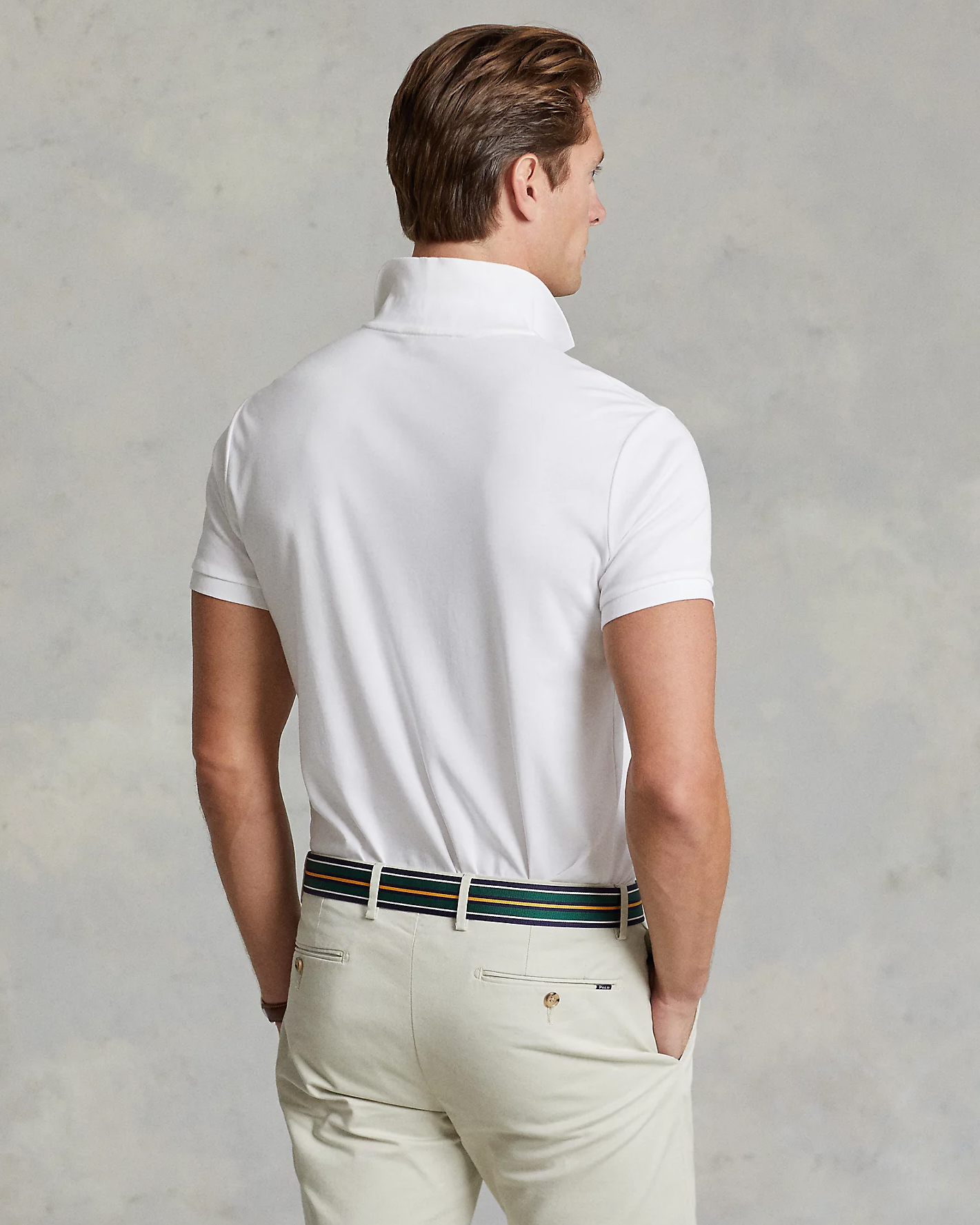 Polo bianca mezza manica in interlock di puro cotone