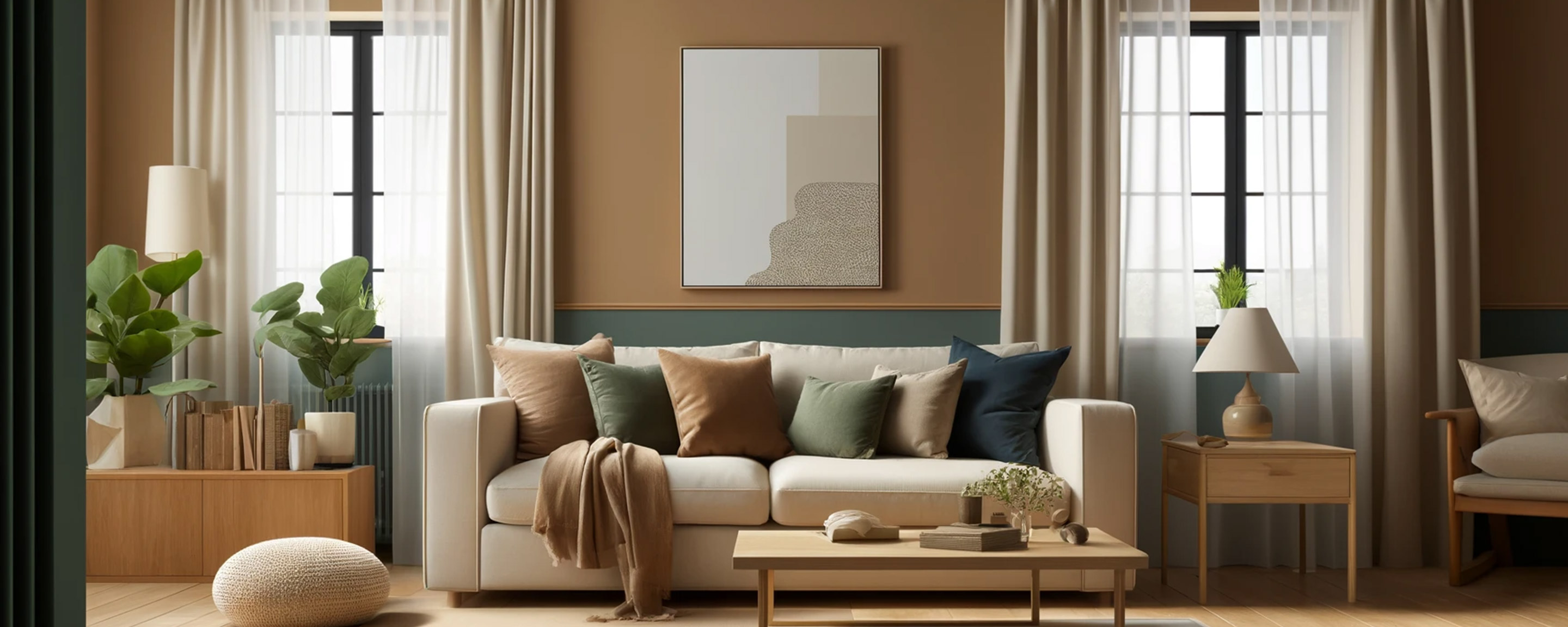 Pareti del soggiorno color cammello? Abbinamenti e consigli