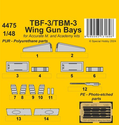 TBF-3/TBM-3 Wing Machine Gun Compartments 1/48 - CMK 4475