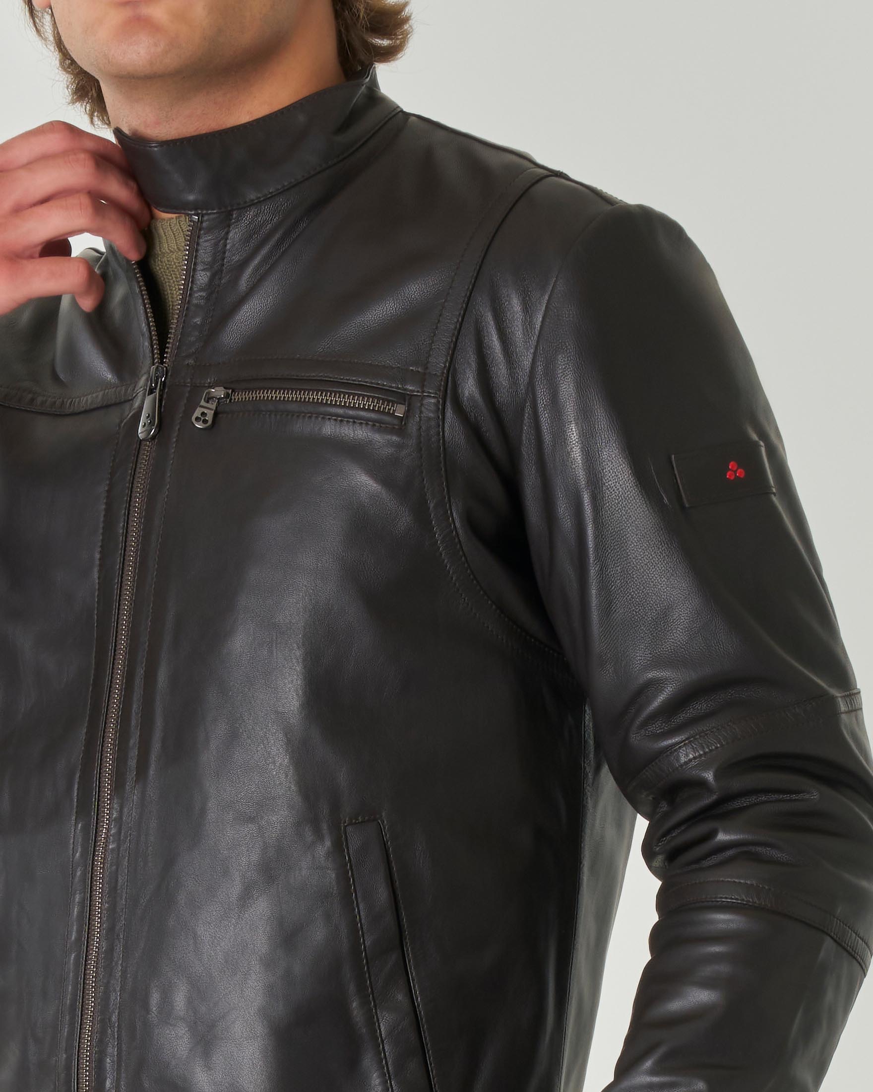 Giacca biker Saguaro in pelle testa di moro