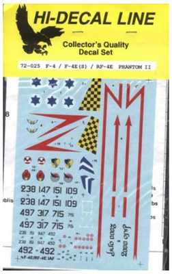 F-4E, RF-4E, F-4E(S) Decals 1/72 - HI-DECAL LINE 72025
