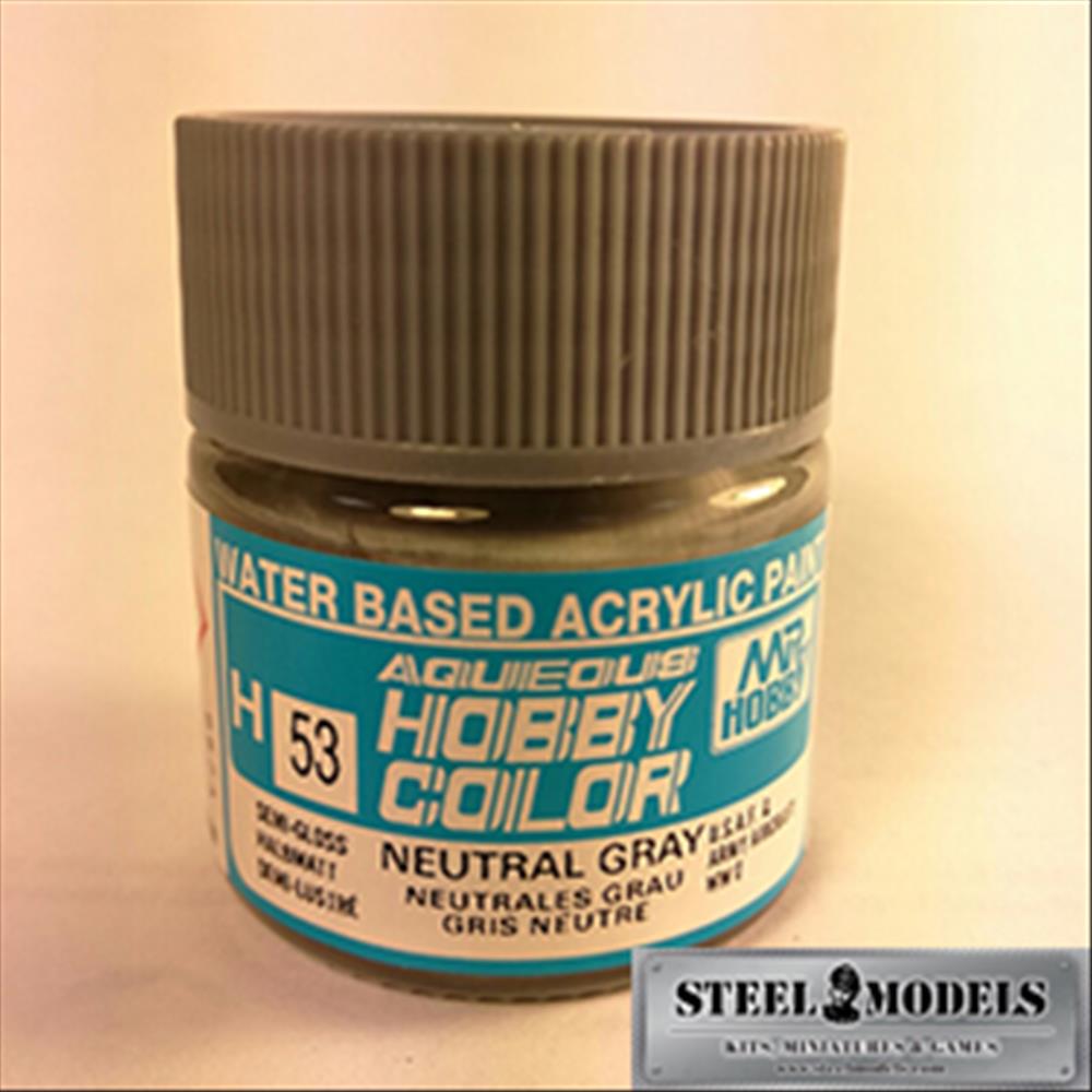 Mr Hobby -Gunze Aqueous Hobby Colors (10 ml) Neutral Gray | Steel Models