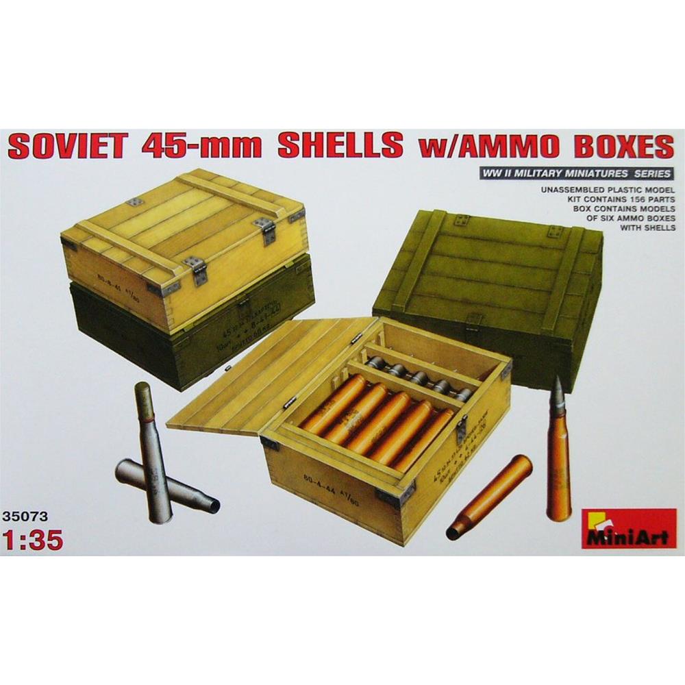 MINIART: 1/35 Soviet 45mm shells with ammo boxes | Steel Models