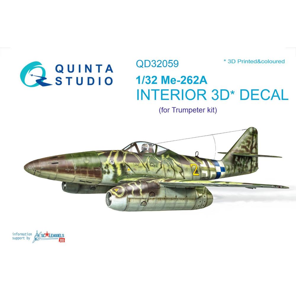 QUINTA STUDIO: scala 1/32 - Me-262A 3D-Printed & coloured Interior on decal paper (for Trumpeter ...