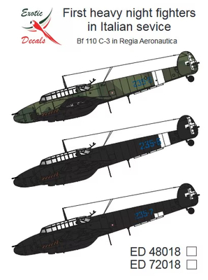 Messerschmitt Me-110 C-3 in Regia Aeronautica 1/48 - EXOTIC DECALS ED48018