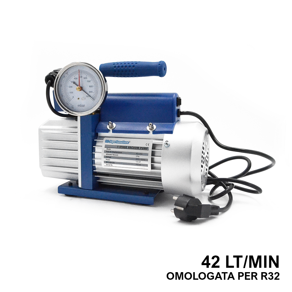 Pompa vuoto monostadio 42 Lt/min elettrovalvola e vacuometro ...