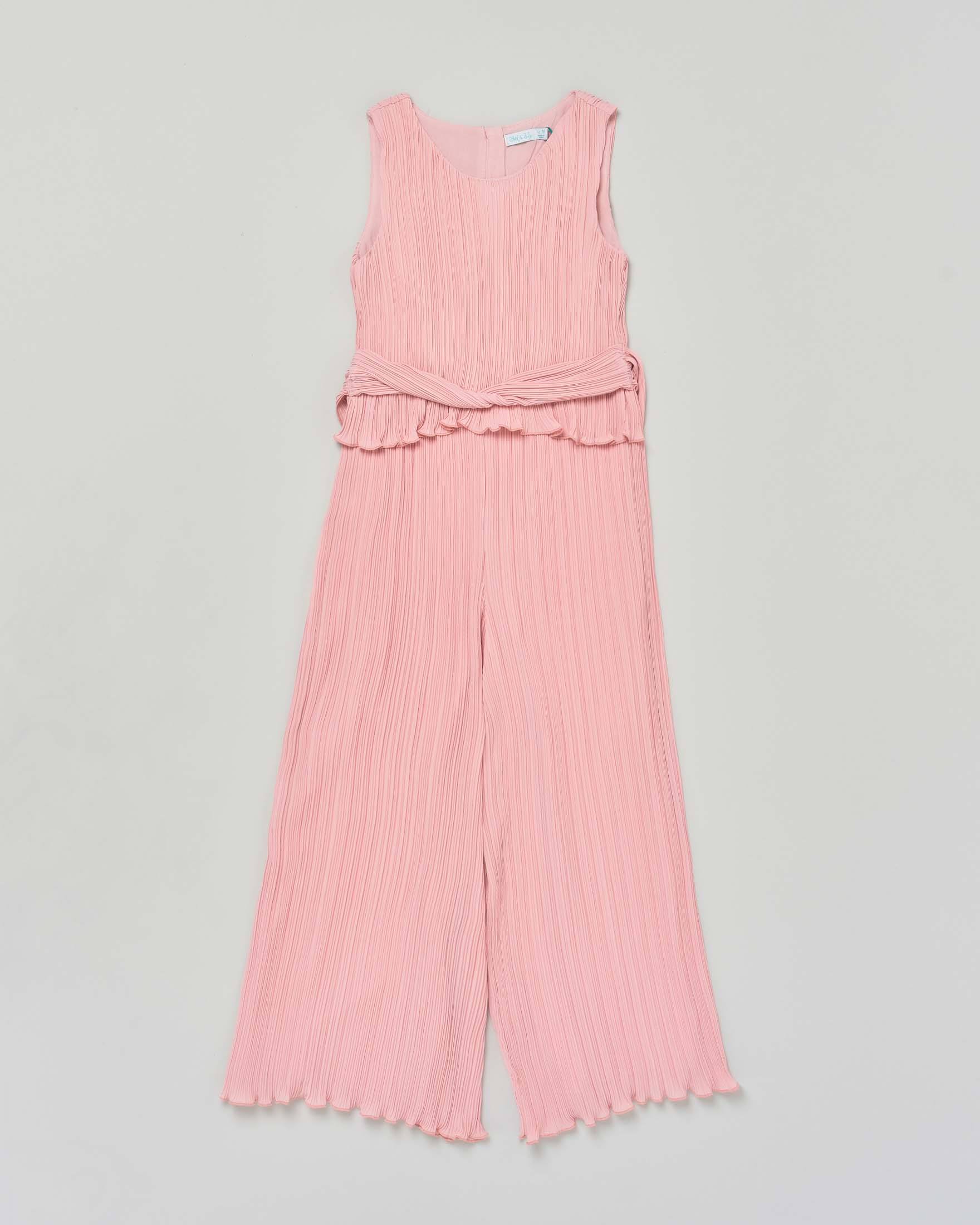 Abito tuta chiffon plissettata rosa cipria