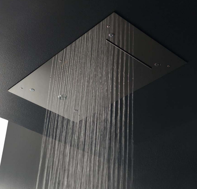 Overhead shower with rain, waterfall, foggers and stainless steel jet ...