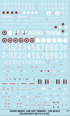 AGUSTA BELL AB 212 LO-VIZ DECALS 1/48 - TAURO MODEL 48/591