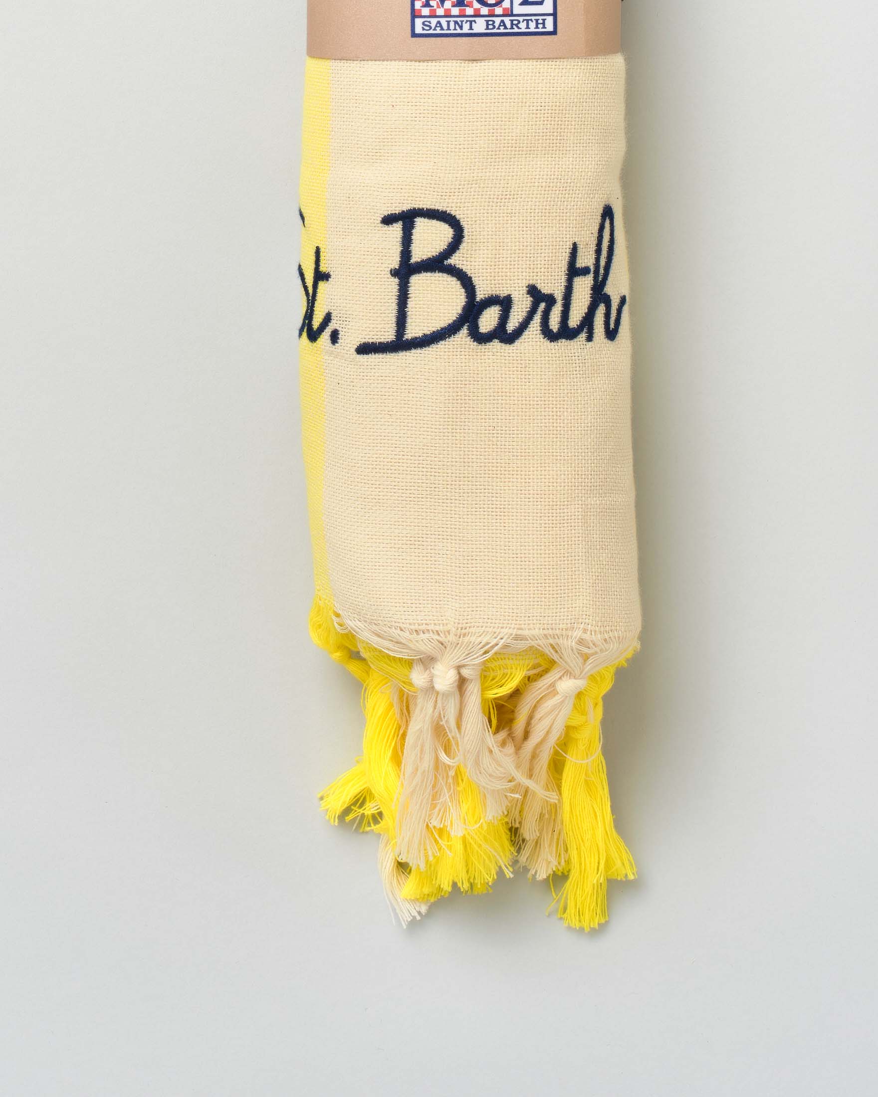 Telo mare MC2 Saint Barth in cotone a riga larga panna e gialla ...