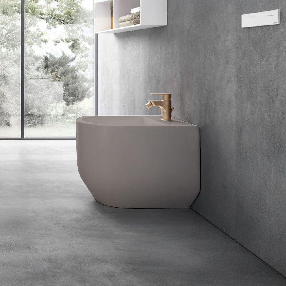 Bidet sur pied Modèle Stino Hafro en céramique mate sable | Gaia Interni