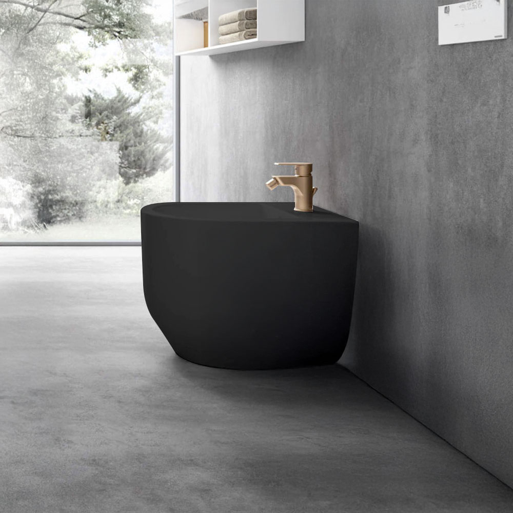 Floor-standing bidet Black Matte ceramic model Stino Hafro | Gaia Interni