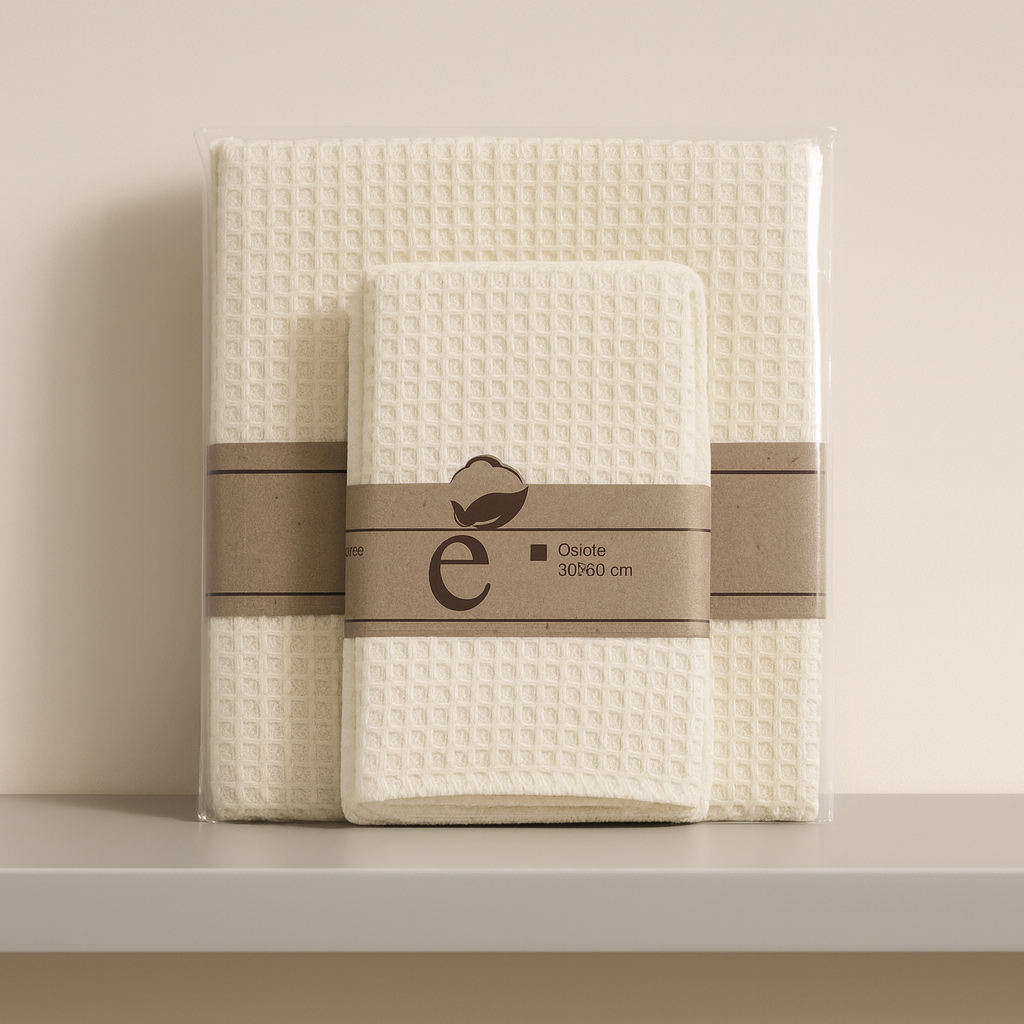 SET BAGNO - 1 asciugamano medio + 2 ospiti NIDO APE panna