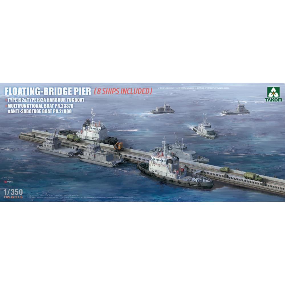 TAKOM MODEL: 1:350 Floating Bridge Pier (8 Ships included) | Steel Models