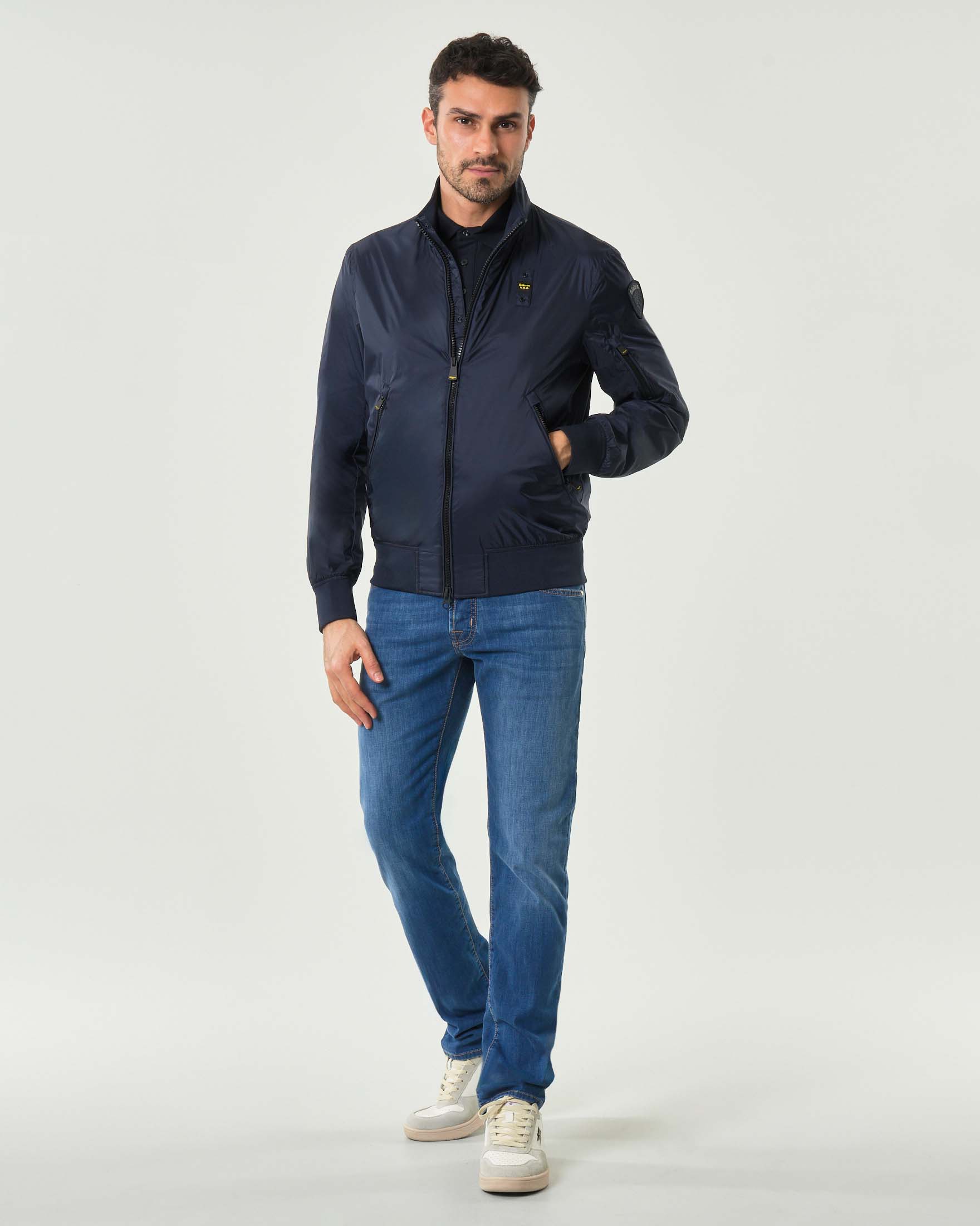Bomber Blauer in leggero nylon micro ripstop blu | Pellizzari