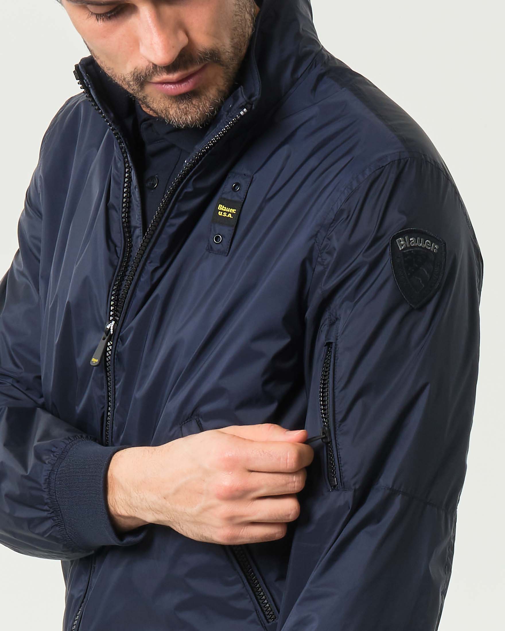 Bomber Blauer in leggero nylon micro ripstop blu | Pellizzari